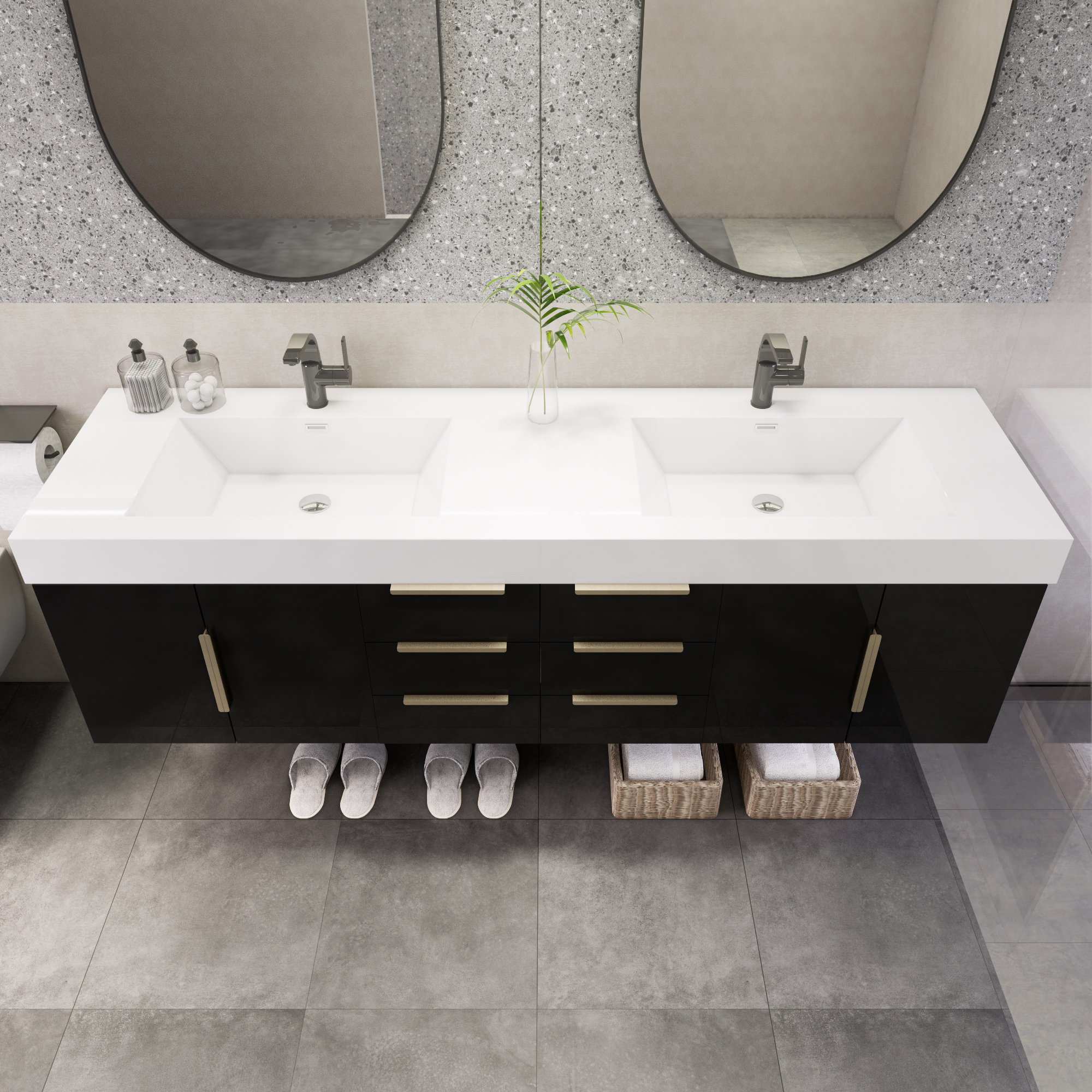 Willa Arlo™ Interiors Laramie 70.8'' Wall Mounted Double Bathroom ...