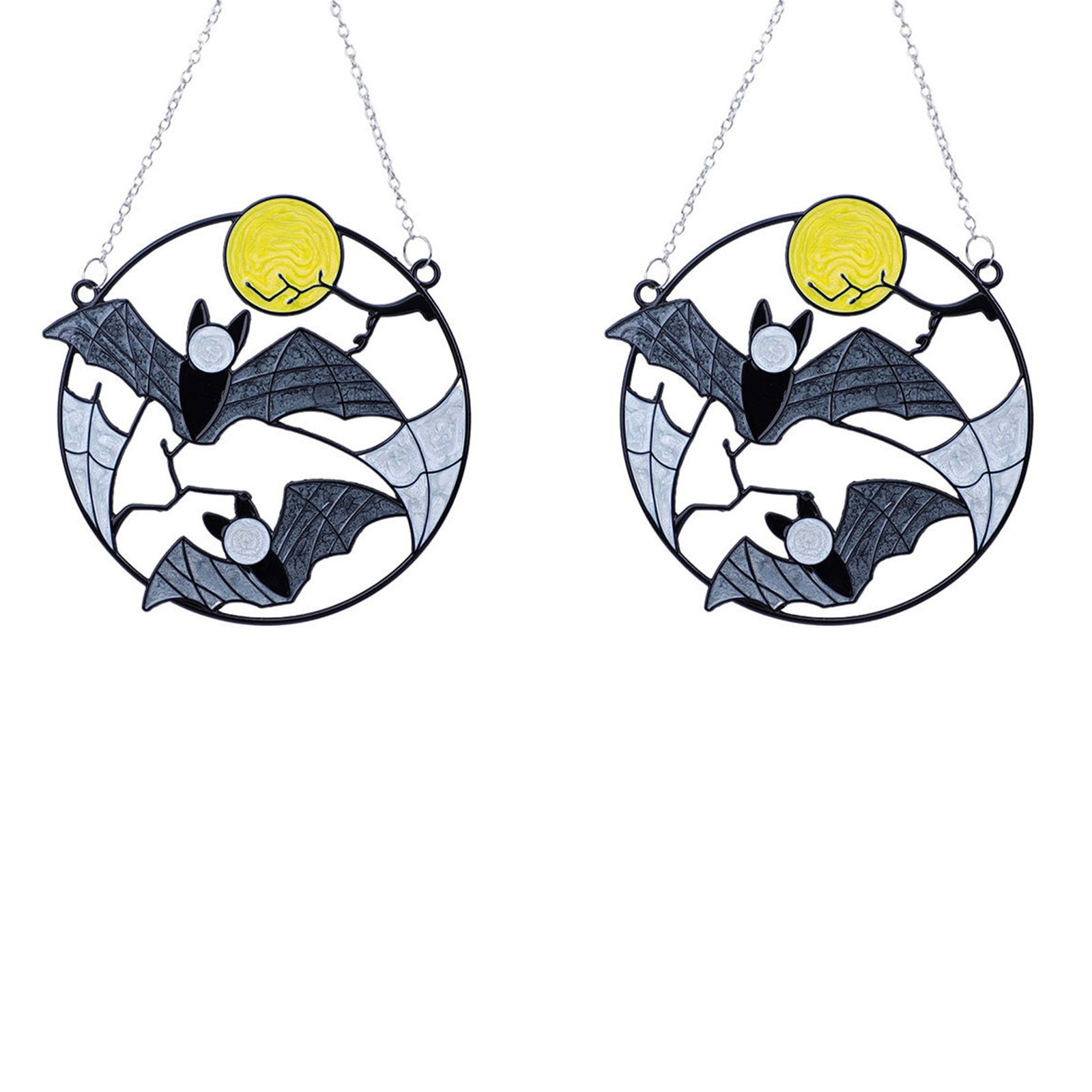 Red Barrel Studio Set of 2 Bat Decor Stained Enamel Metal Bat Moon ...