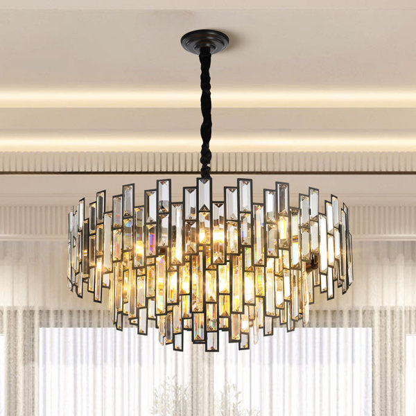 Everly Quinn Maecee Crystal Chandelier Light Fixture, 3 Tiers Luxury ...