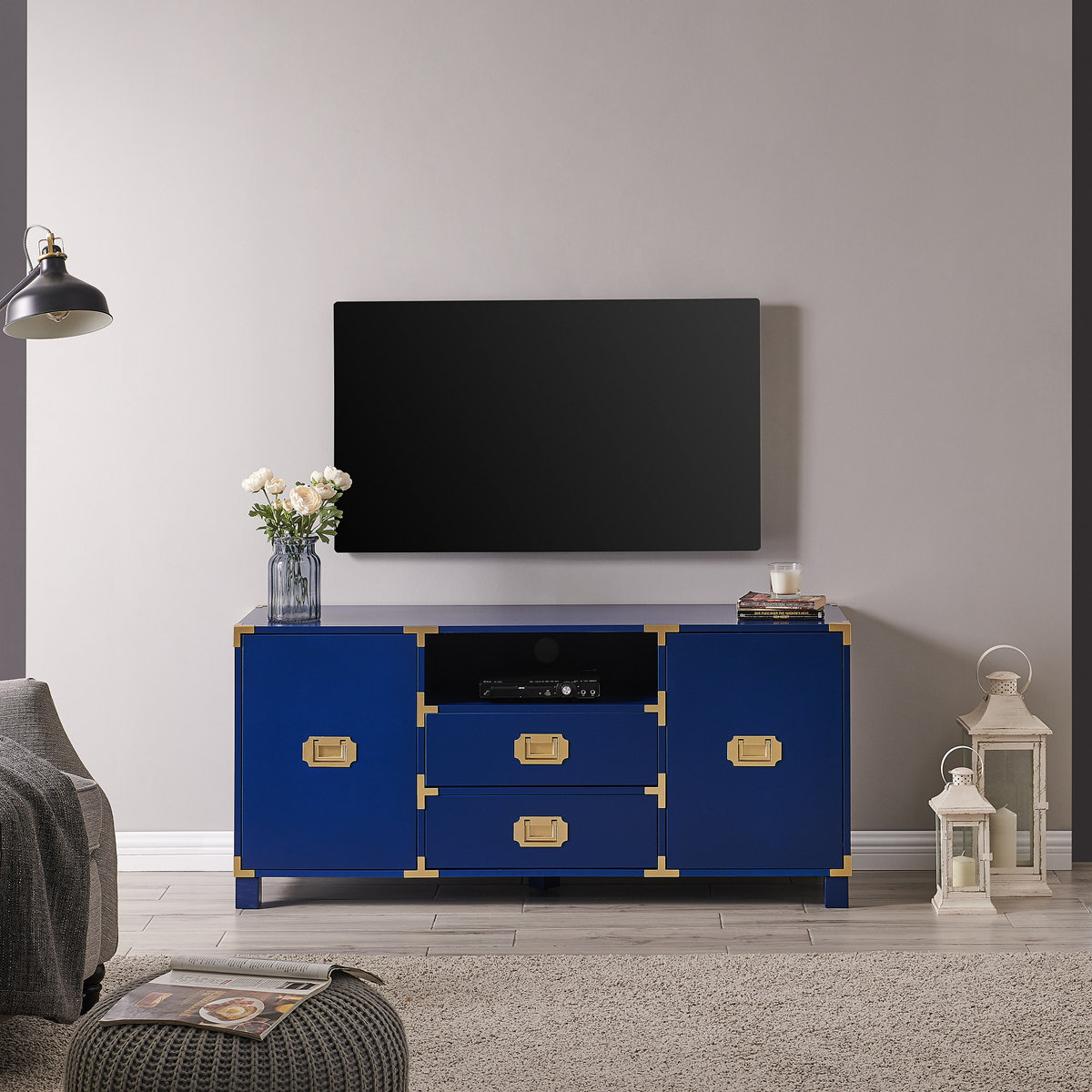 Mercer41 Campaign Entertainment Center Console - Navy | Wayfair