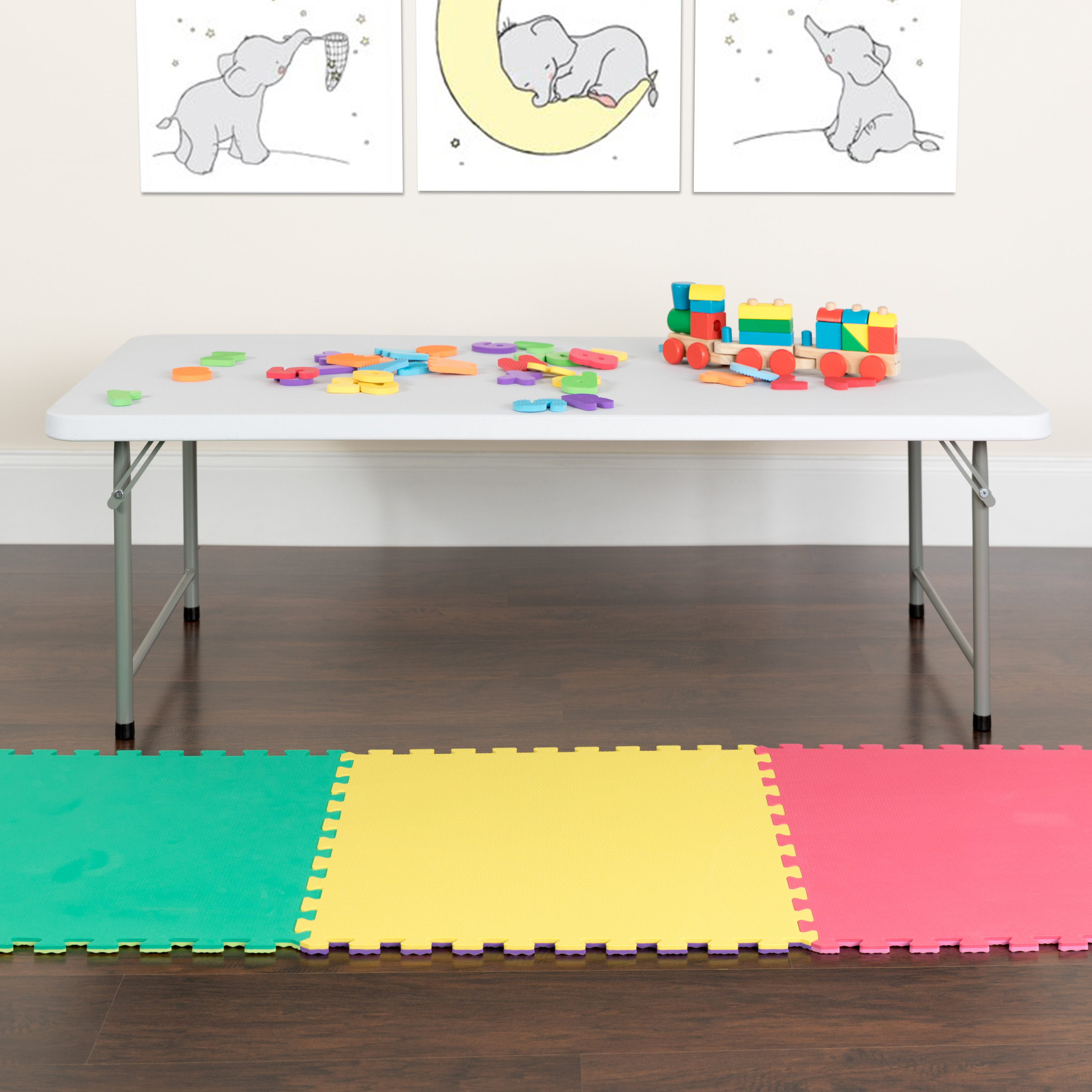 Flash Furniture Parker 4.93-Foot Kid's Plastic Folding Activity Table ...