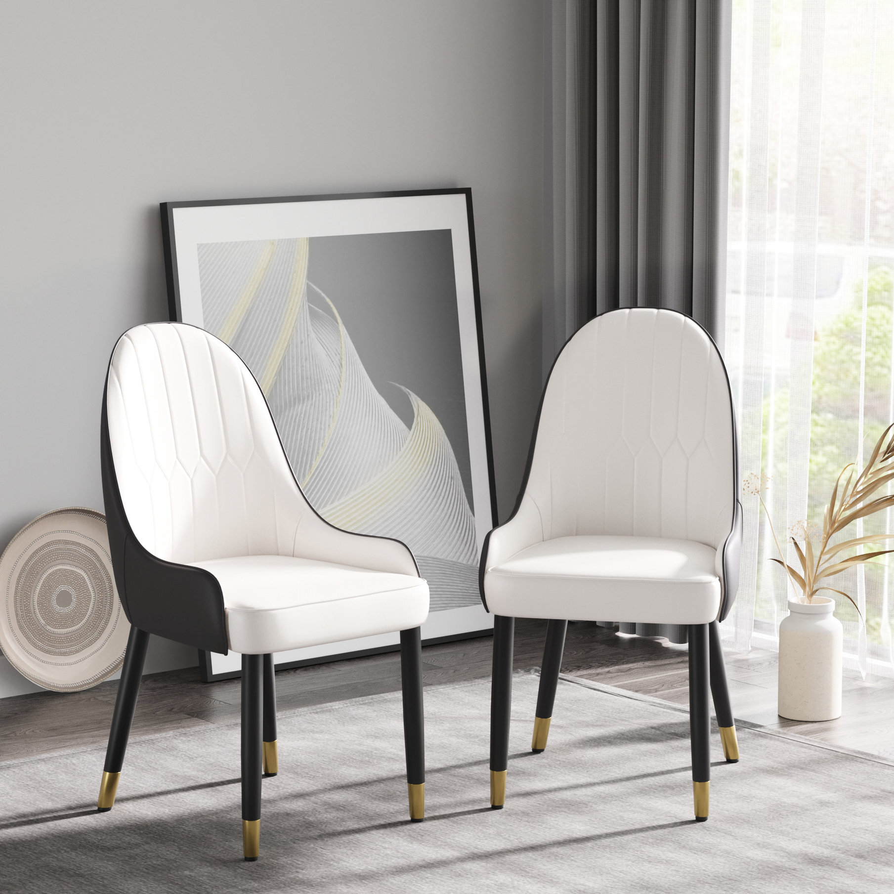 Latitude Run® Modern Dining Chairs ( Of 2) - Pu Filled, Solid Wood ...