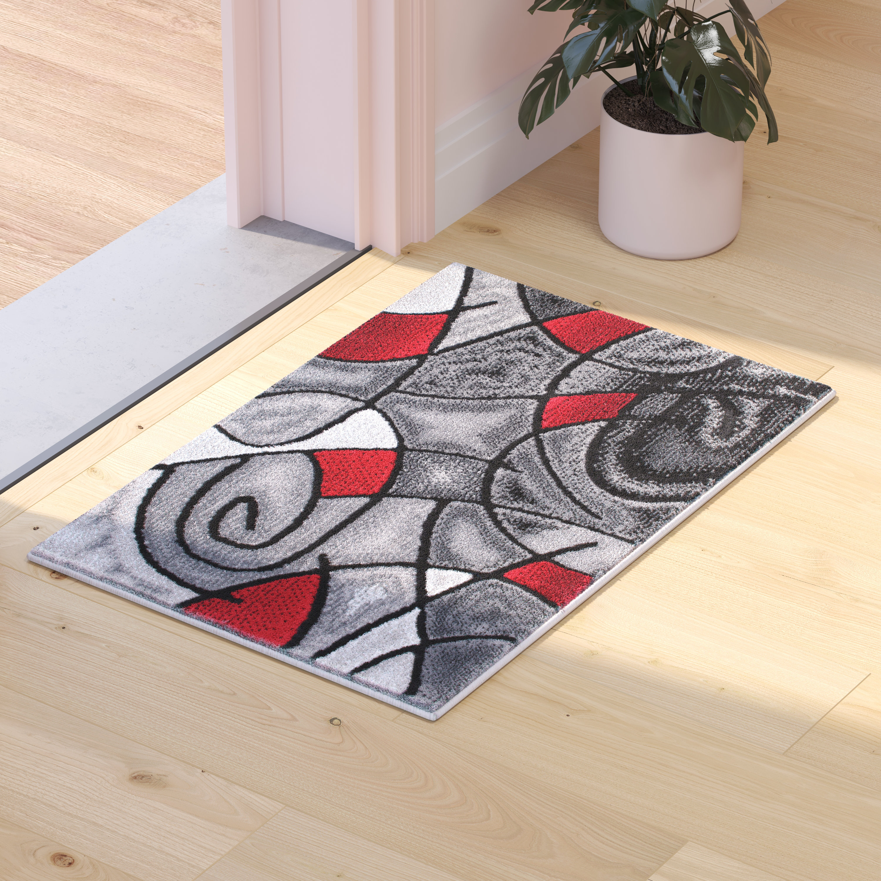 Orren Ellis Sioar Modern Abstract Pattern Olefin Accent Area Rug ...