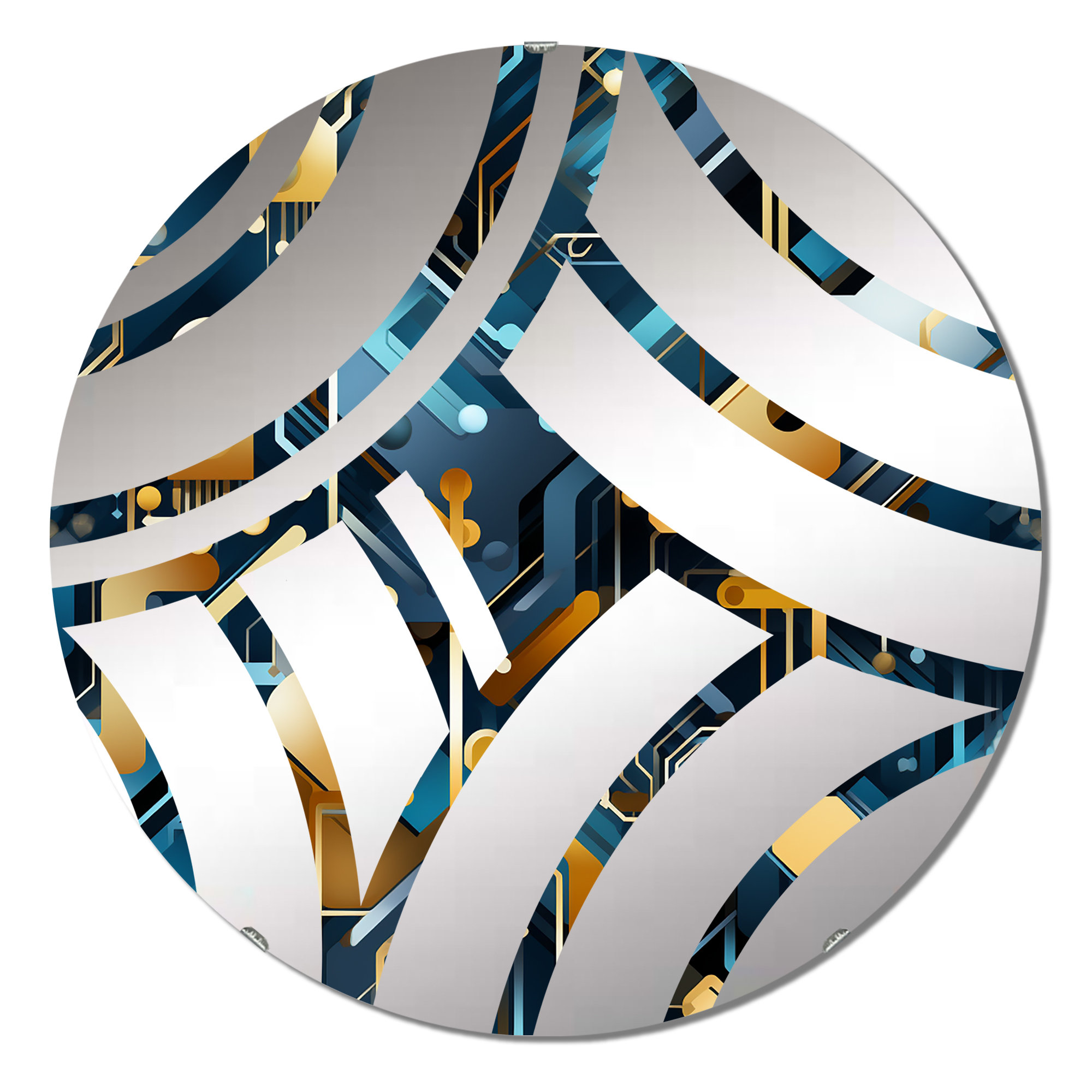 Design Art Blue Matrix Geometric Reflections - Centre Wave Decorative ...