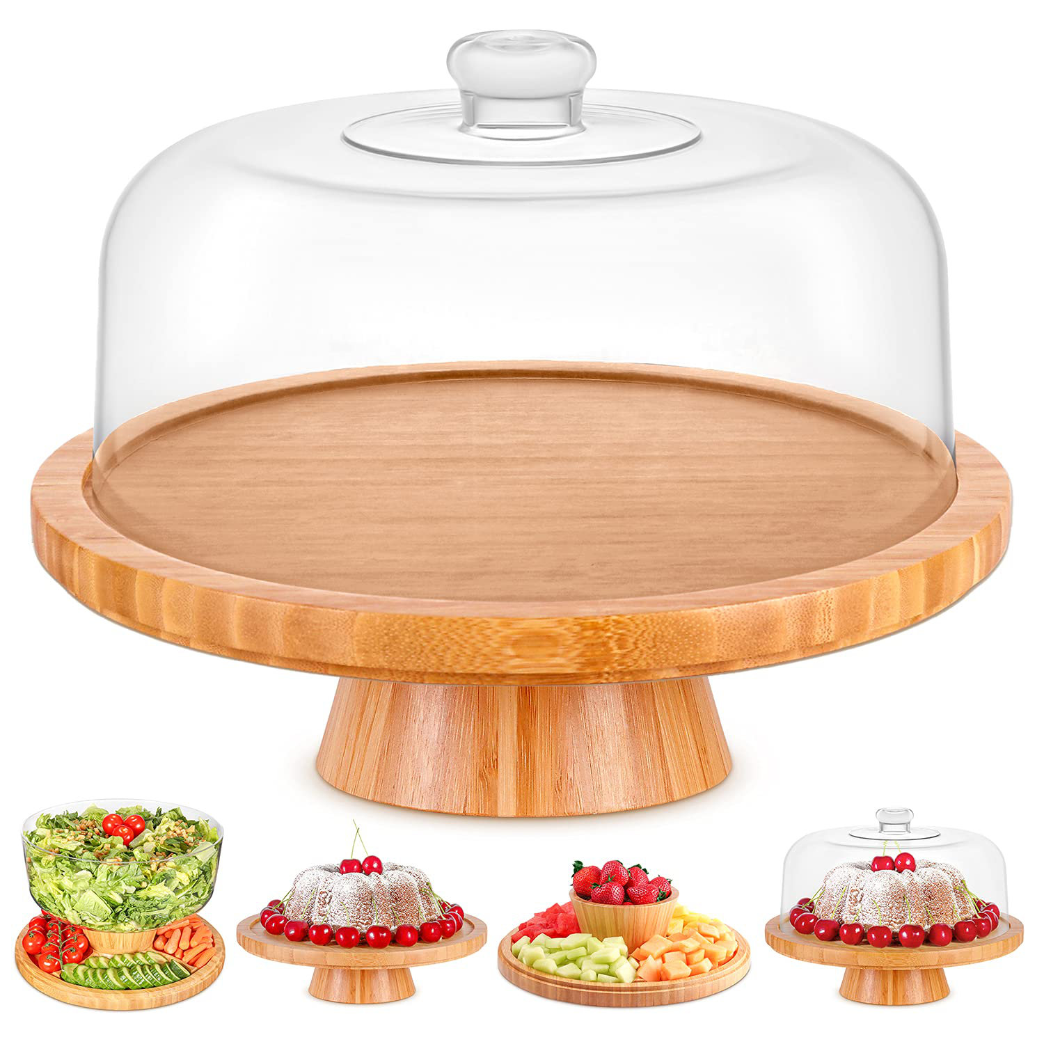 Hokku Designs Cake Stand With Lid, Cake Plate, (6 In 1) Multi ...