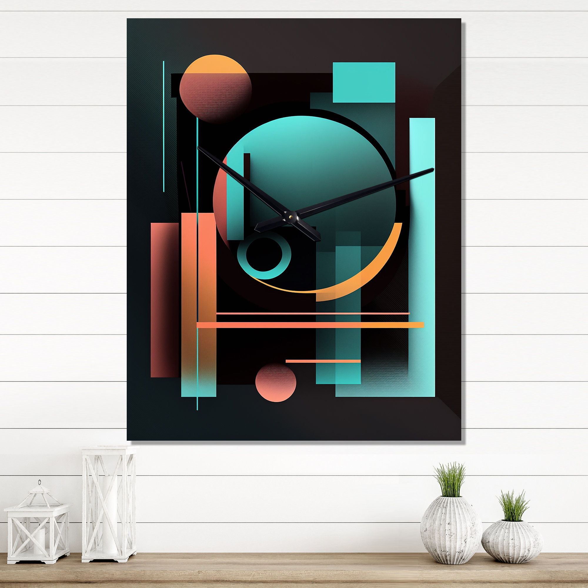 Design Art Minimal Bauhaus Dimensions II - Modern Geometric Wall Clock ...