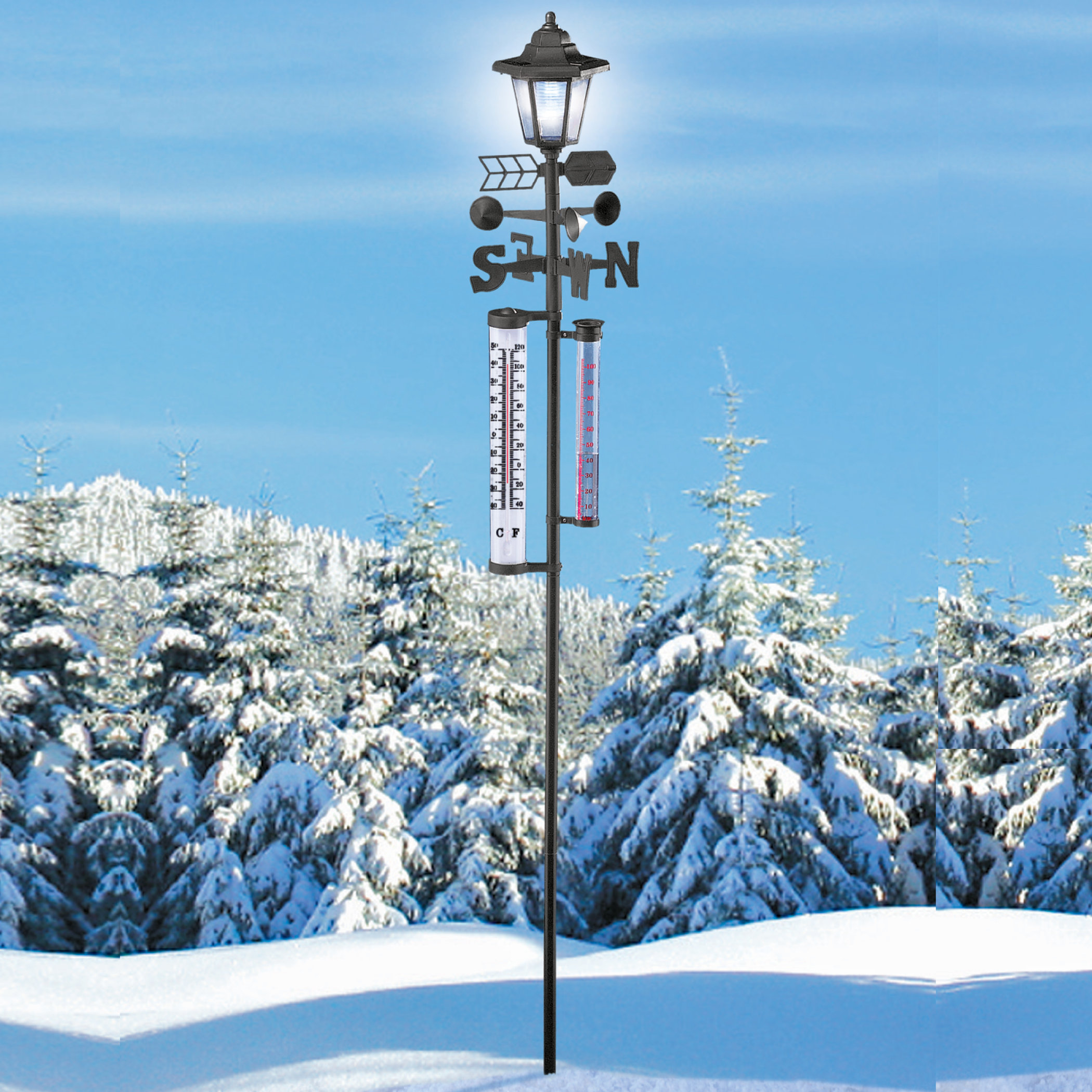 Winston Brands Weather Station Garden Stake with Solar Lantern | Wayfair
