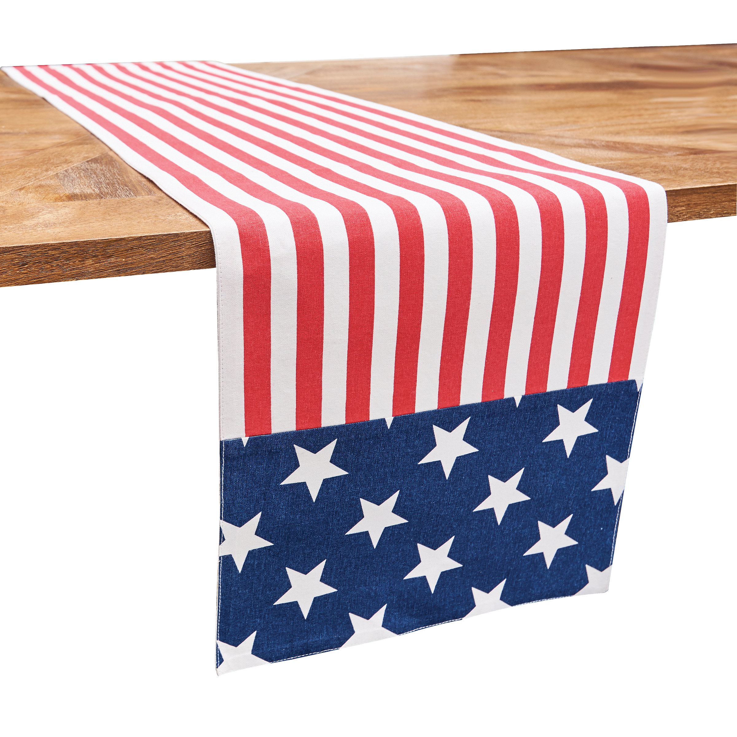 August Grove® Stehle Stars and Stripes Patriotic Cotton Table Runner ...