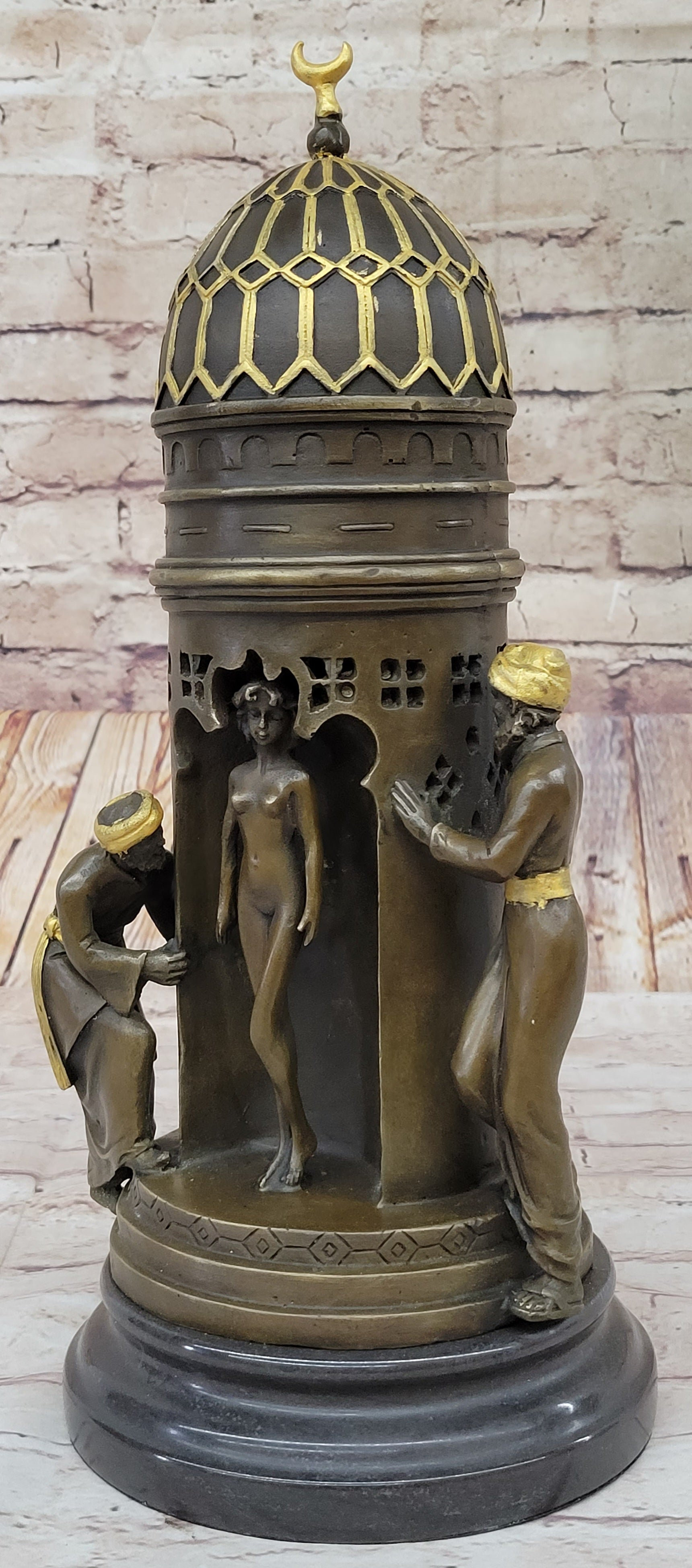 Bloomsbury Market Oriental Peeping Ali Bronze Sculpture Harem Arab Men ...