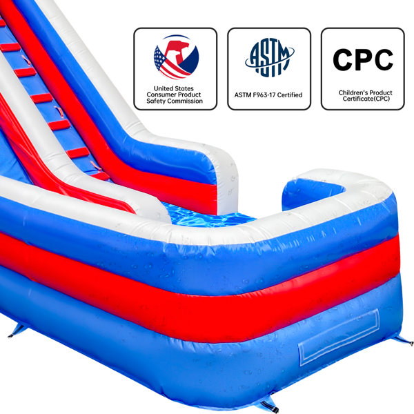 GOOSH 16' x 25' White Concise Commercial Grade Water Slide with Splash ...