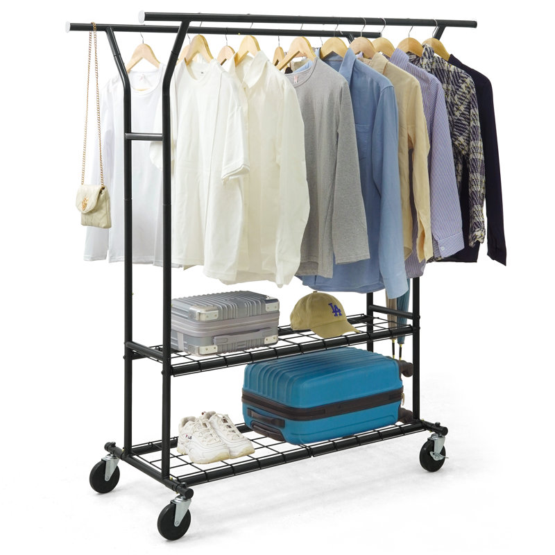 CAPHAUS Heavy Duty 840LBS Capacity Rolling Clothes Rack with Double ...