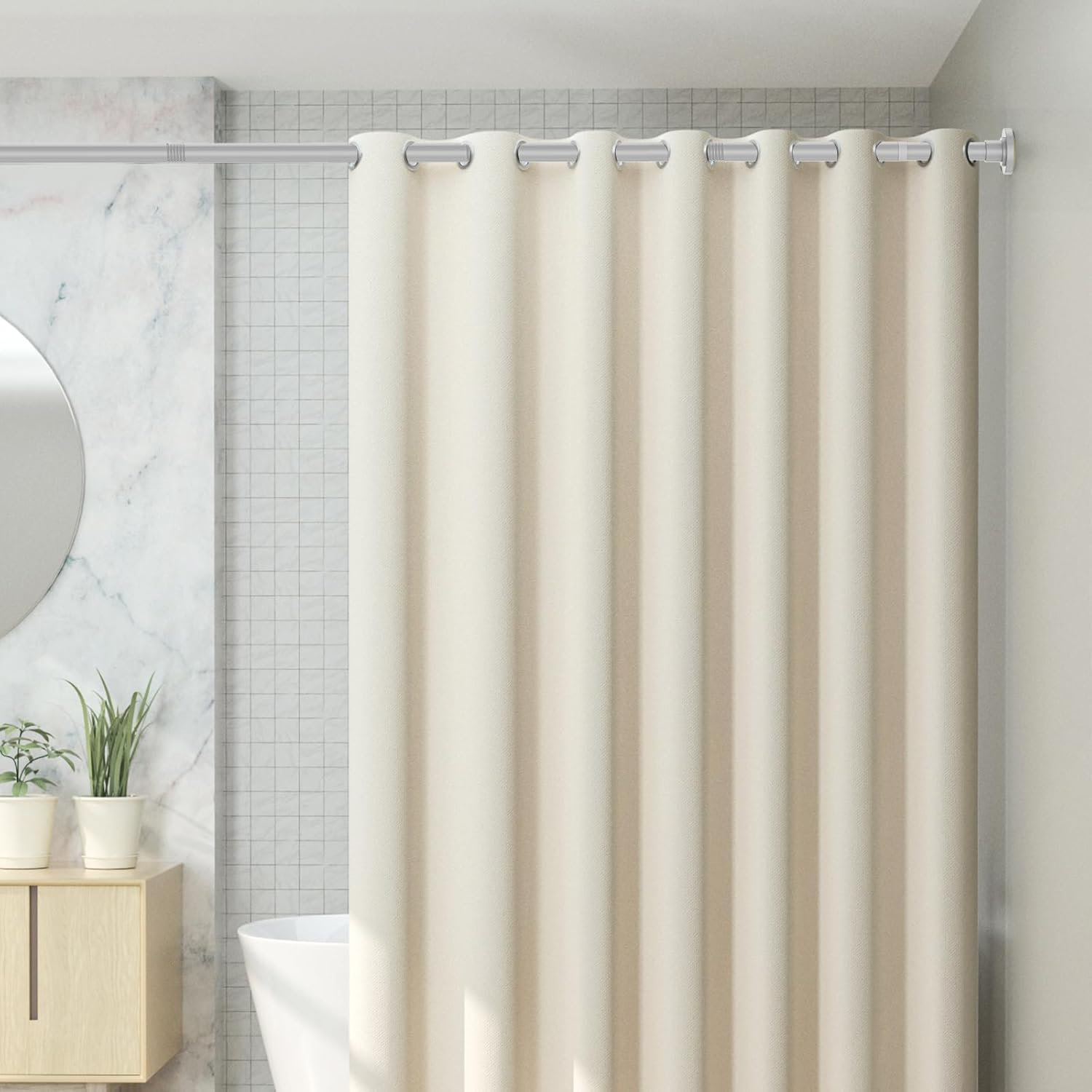 TWDAI Adjustable Spring-Tension Shower Curtain Rod - No Drill Stainless ...
