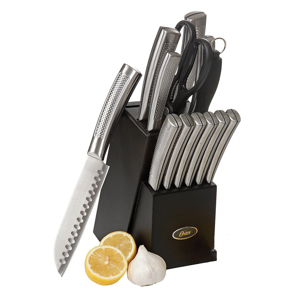 Oster Wellisford Stainless Steel Kitchen Knife Cutlery Set With Block ...