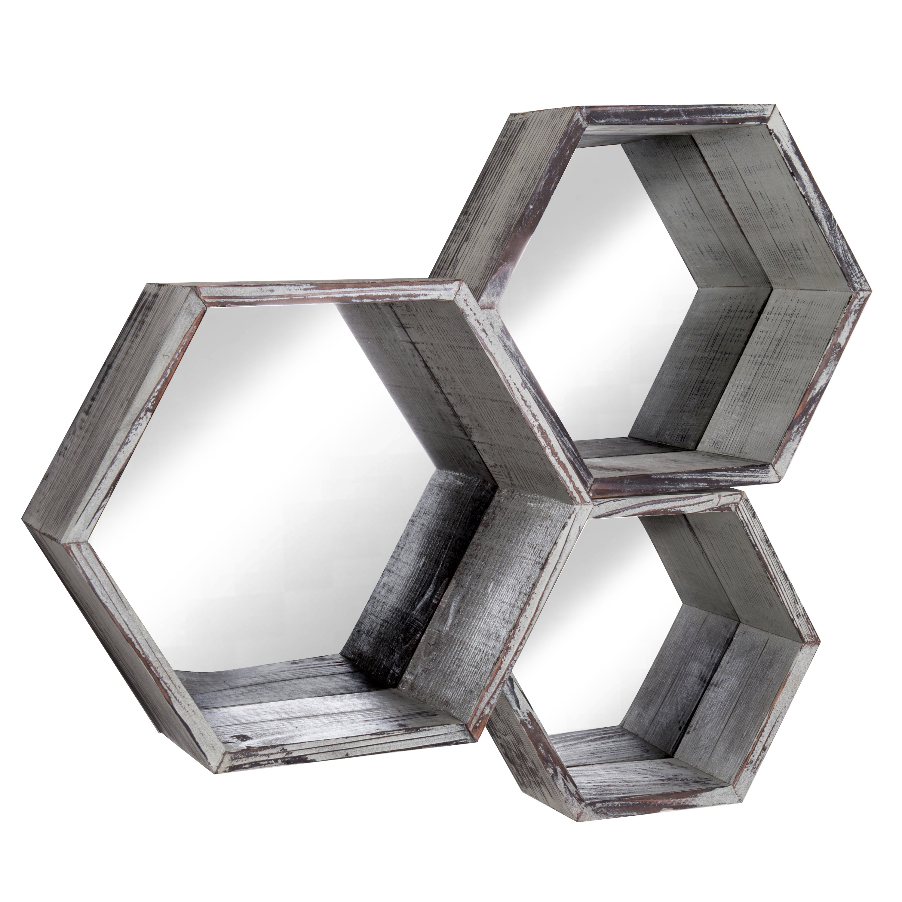 Gracie Oaks Abeal 3 Piece Hexagon Solid Wood Floating Shelf & Reviews ...