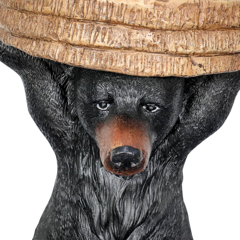 Millwood Pines 20.8" Tall Black Bear Side Table Statue | Wayfair