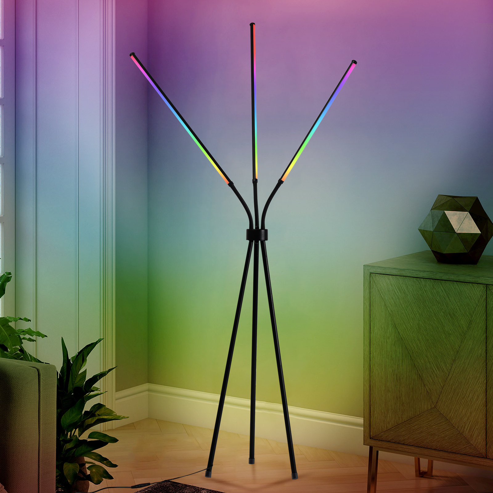 Ivy Bronx 70" Rgb Tripod Floor Lamp Flexible Dimmable Led Novelty Floor ...