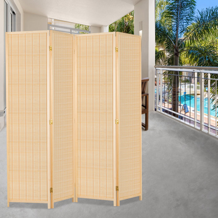 Bay Isle Home Freya 76.8" W 72" H Bamboo Rattan Folding Partition ...