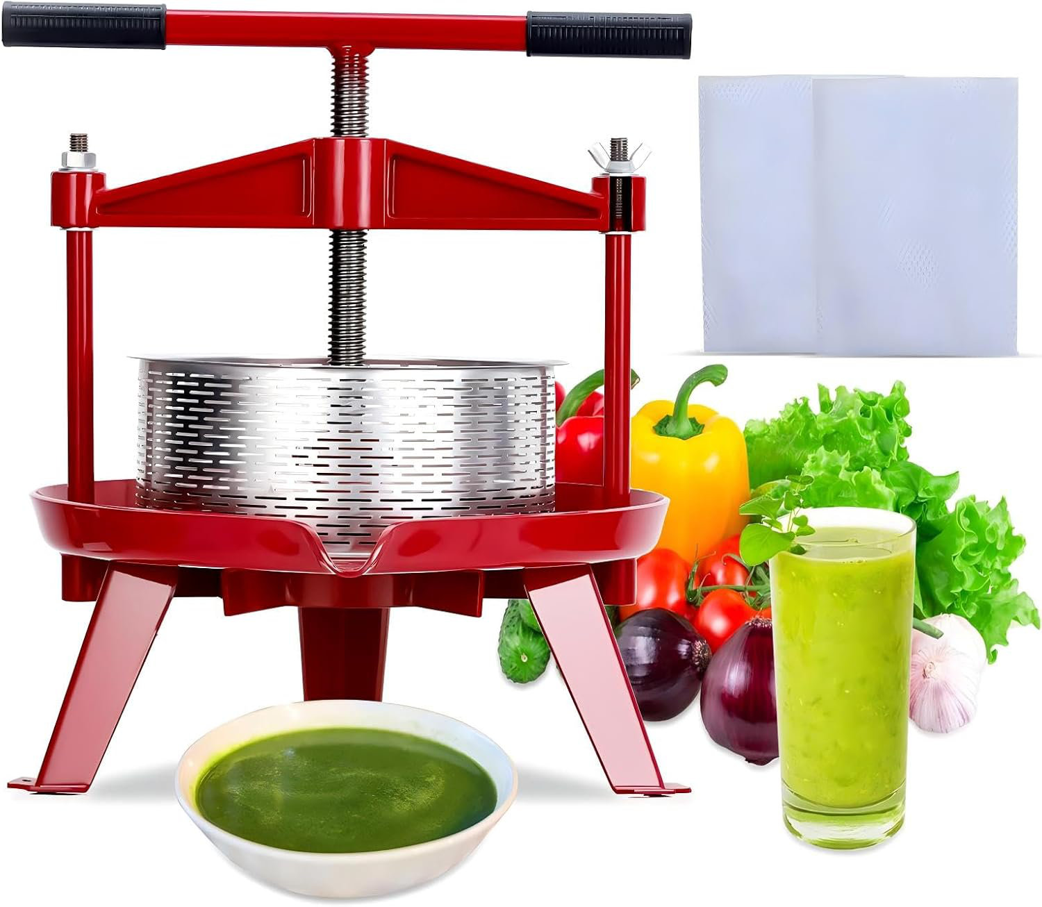 ASOPIX 1.32 Gallon (5L) Stainless Steel Manual Fruit Wine Press - Multi ...