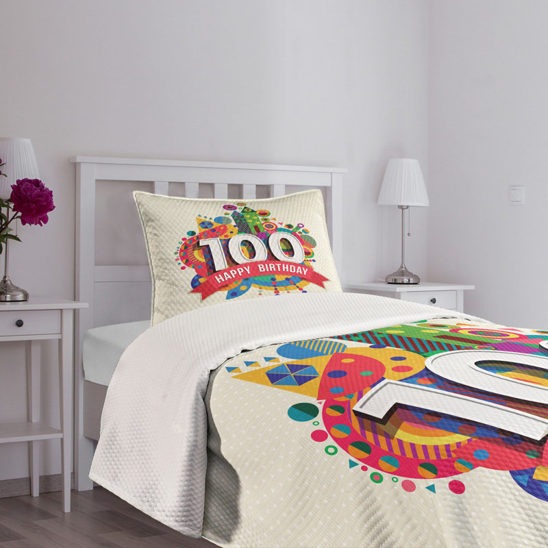 Ambesonne Colorful Bedspread Set Digital Print Shapes Multicolor | Wayfair