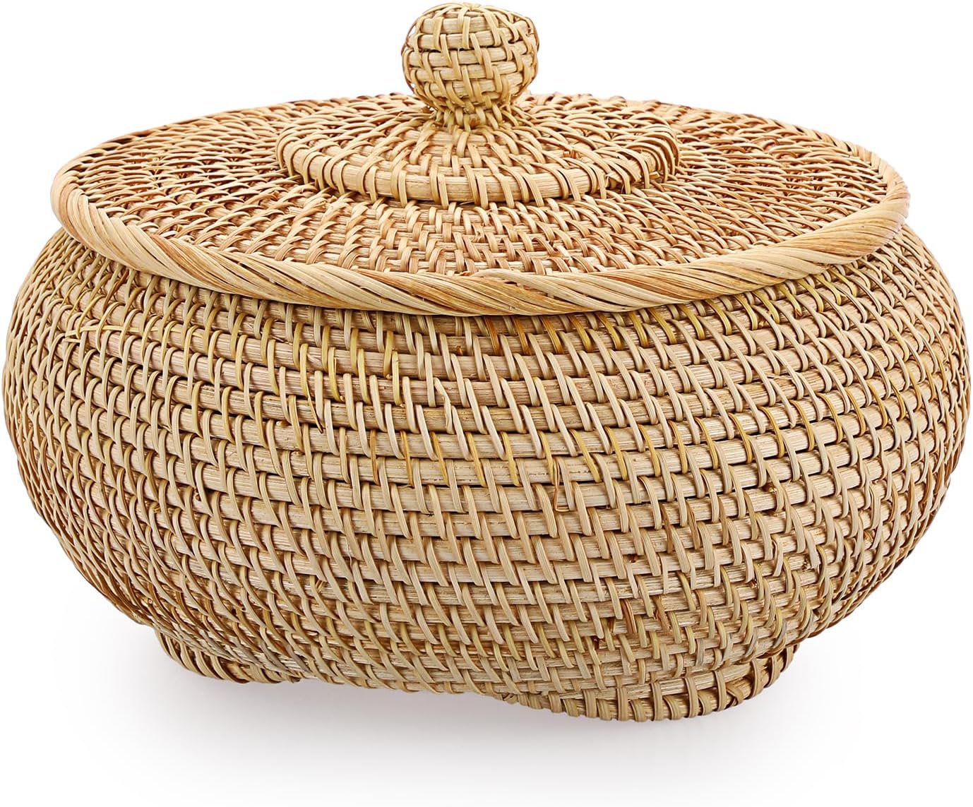 Bay Isle Home™ Round Rattan Basket Box With Lid Hand-Woven Wicker ...