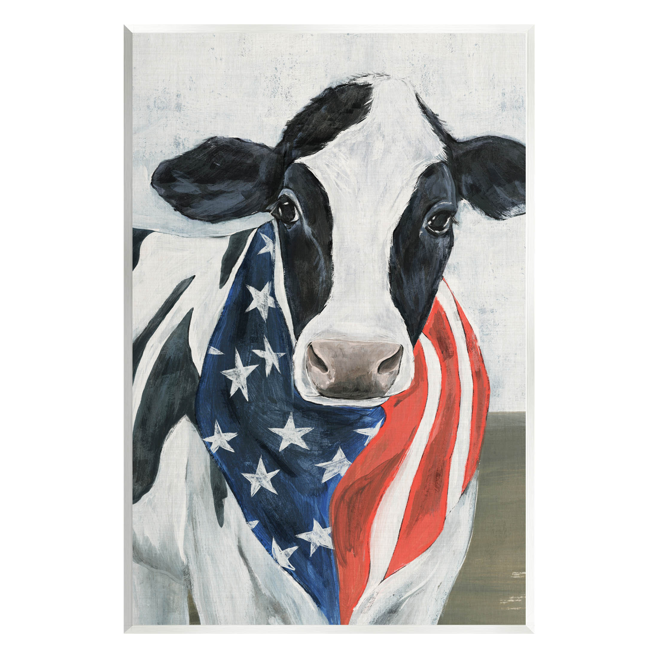 August Grove® Farm Cow American Flag Animal by Annie Warren - Unframed ...