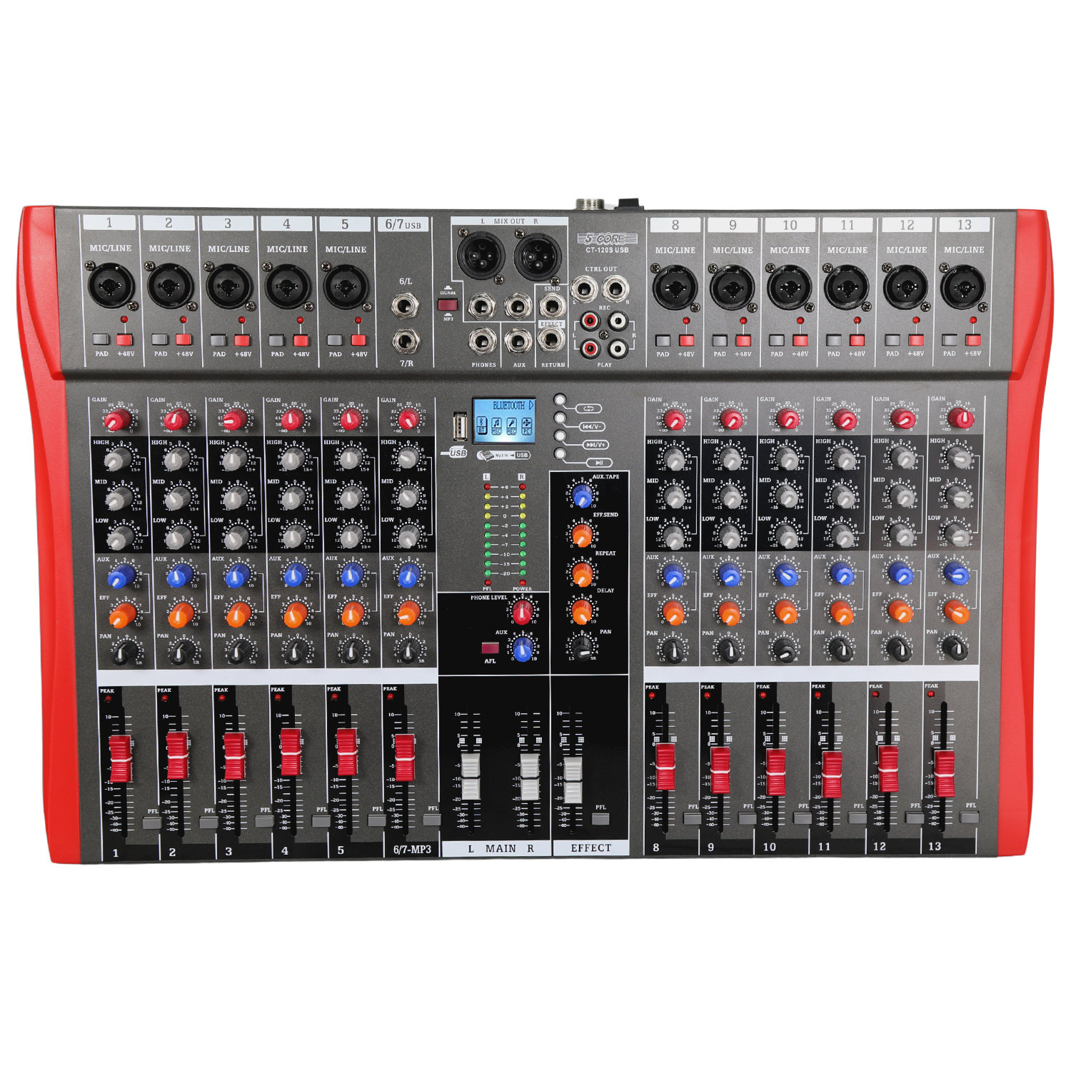 5 Core Audio Mixer 12 Channel DJ Controller Professional Sound Board ...