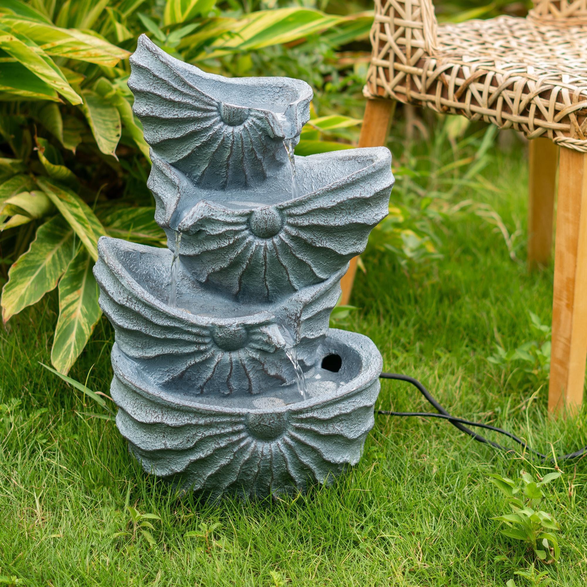 Breakwater Bay 13.4x9.4x21.5" Decorative 4 Tier Blue Nautilus Shell ...