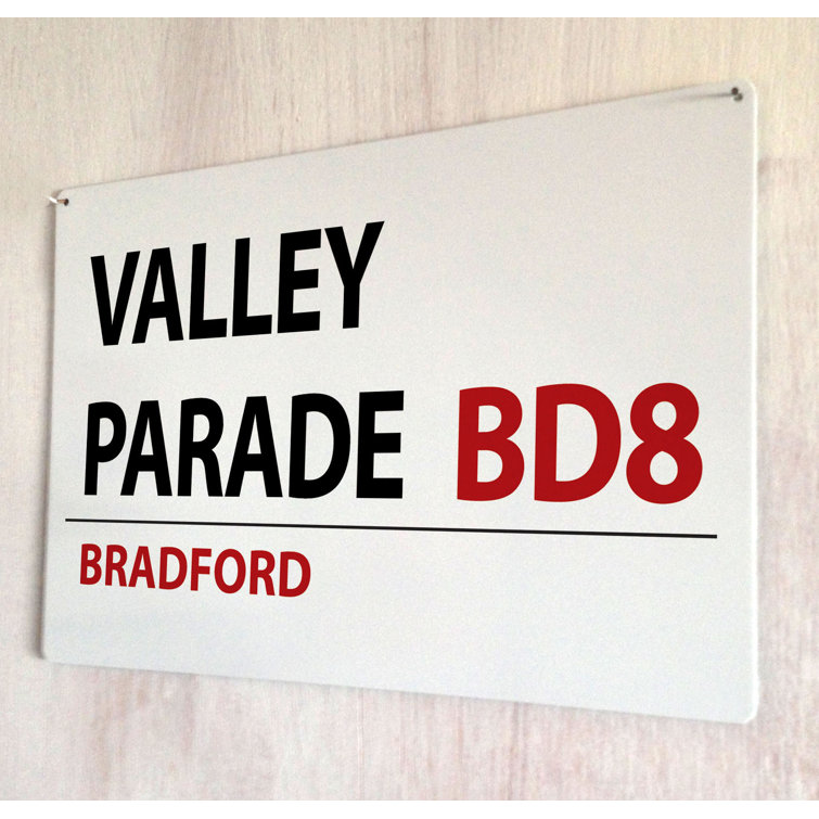 Happy Larry 'Valley Parade Sign' - Unframed Typography Print on Metal ...