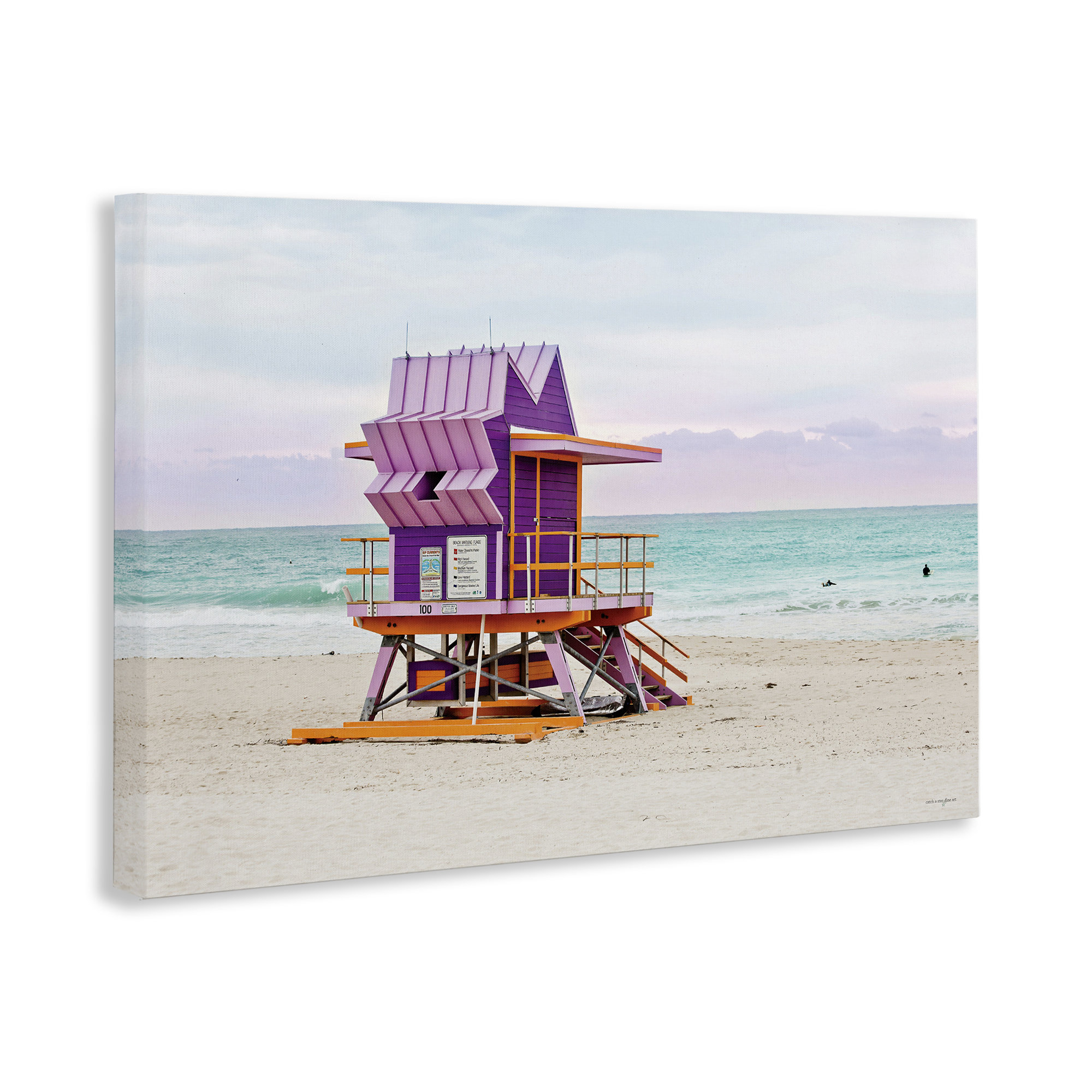Highland Dunes Purple Lifeguard Building Canvas, design by Seven Trees ...