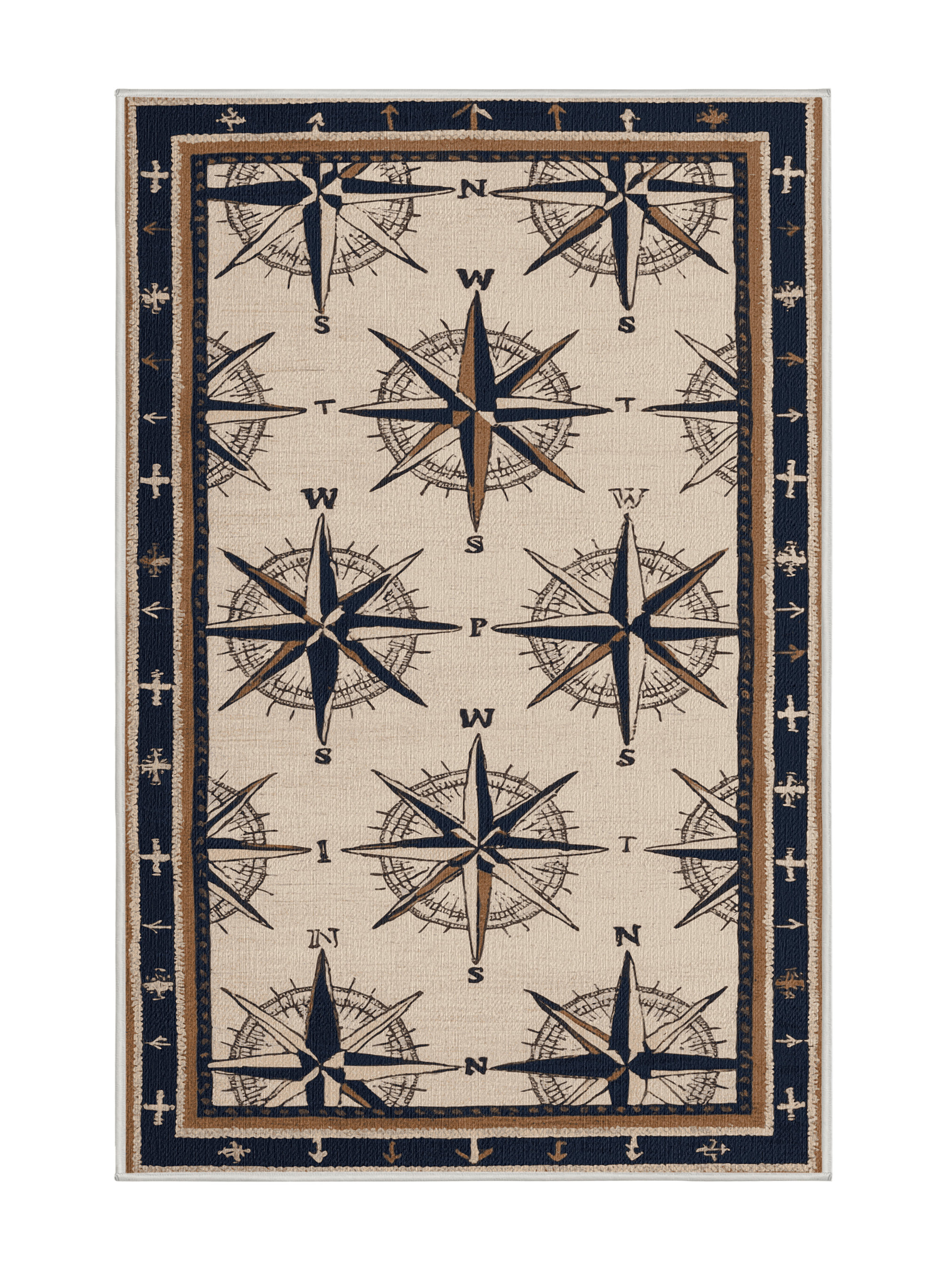 Longshore Tides Washable Compass Designs Nautical Area Rug | Wayfair