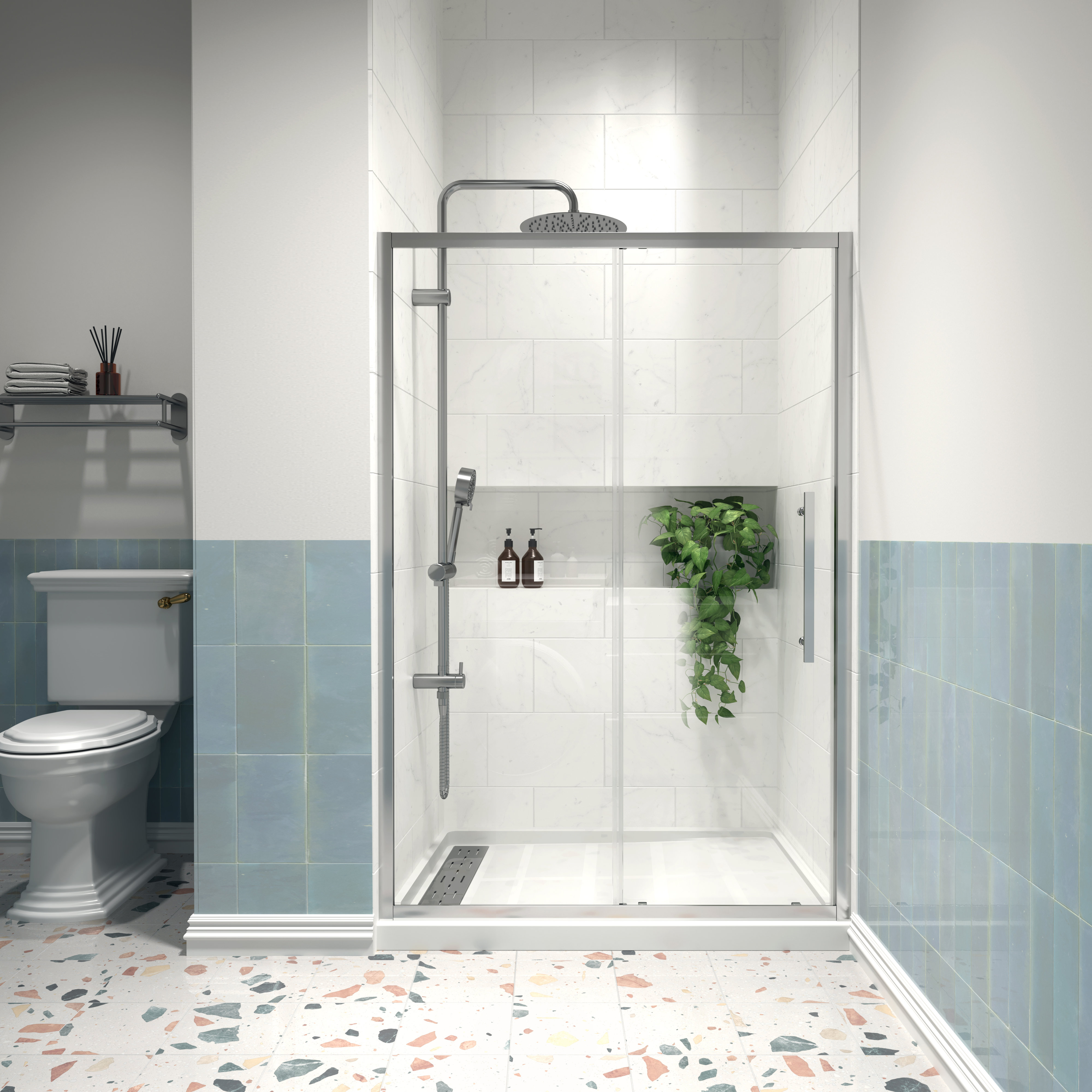 Royal Guard 44 to 48 in. W X 72 in. H Single Sliding Semi-Frameless ...