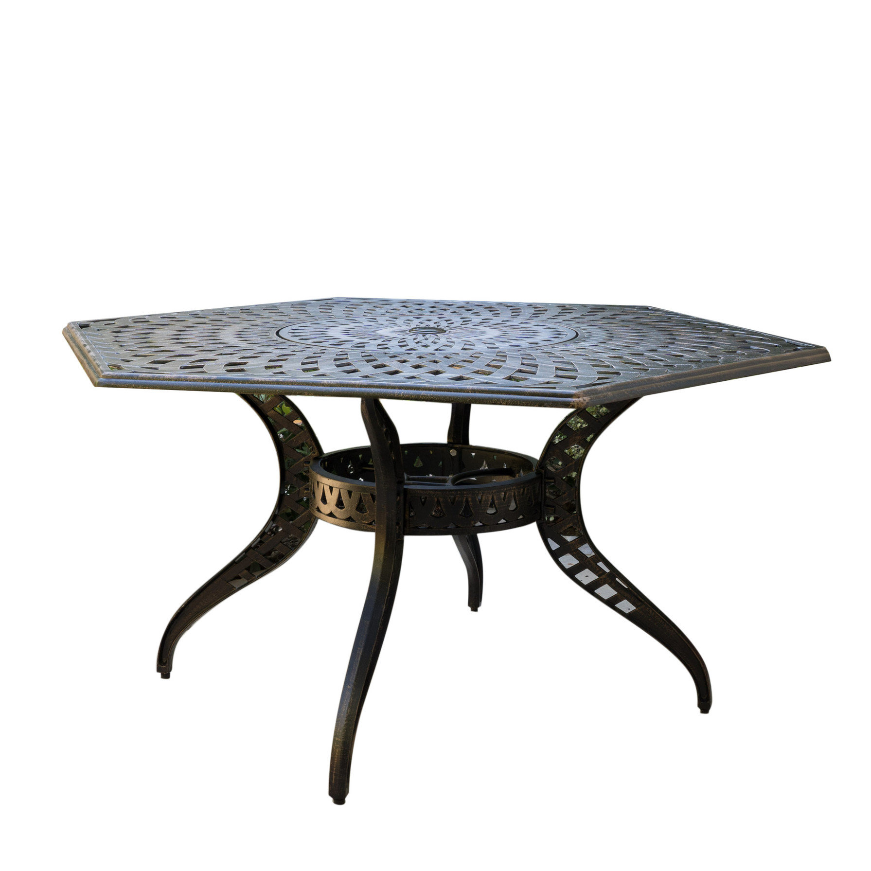 Alcott Hill® Arch Ii Mesh Outdoor Table - Aluminium, Black, 6, Umbrella ...