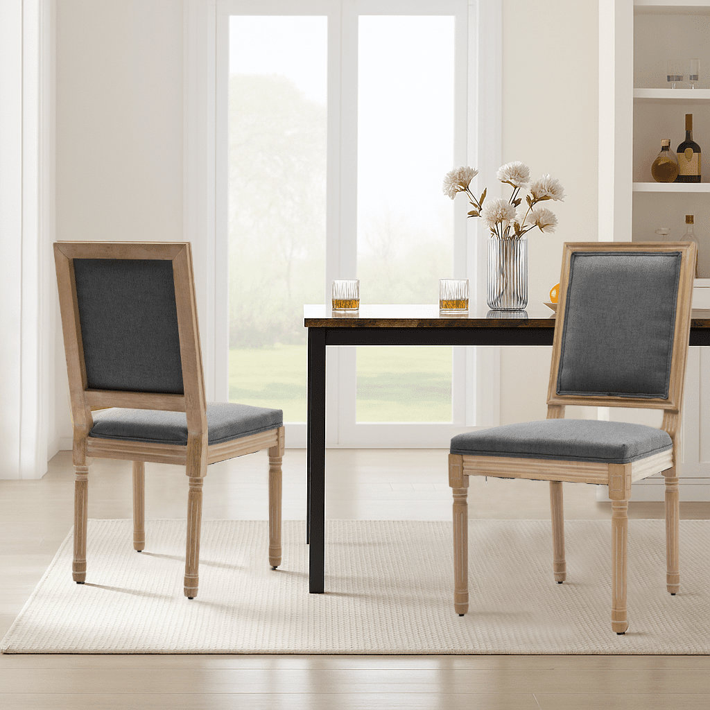 Ophelia & Co. Elegant French Style Set of Two Linen Upholstered Dining ...