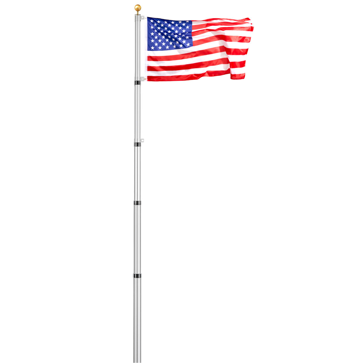 Alcott Hill® Dawone Adjustable In-ground Flagpole With Flag Included ...