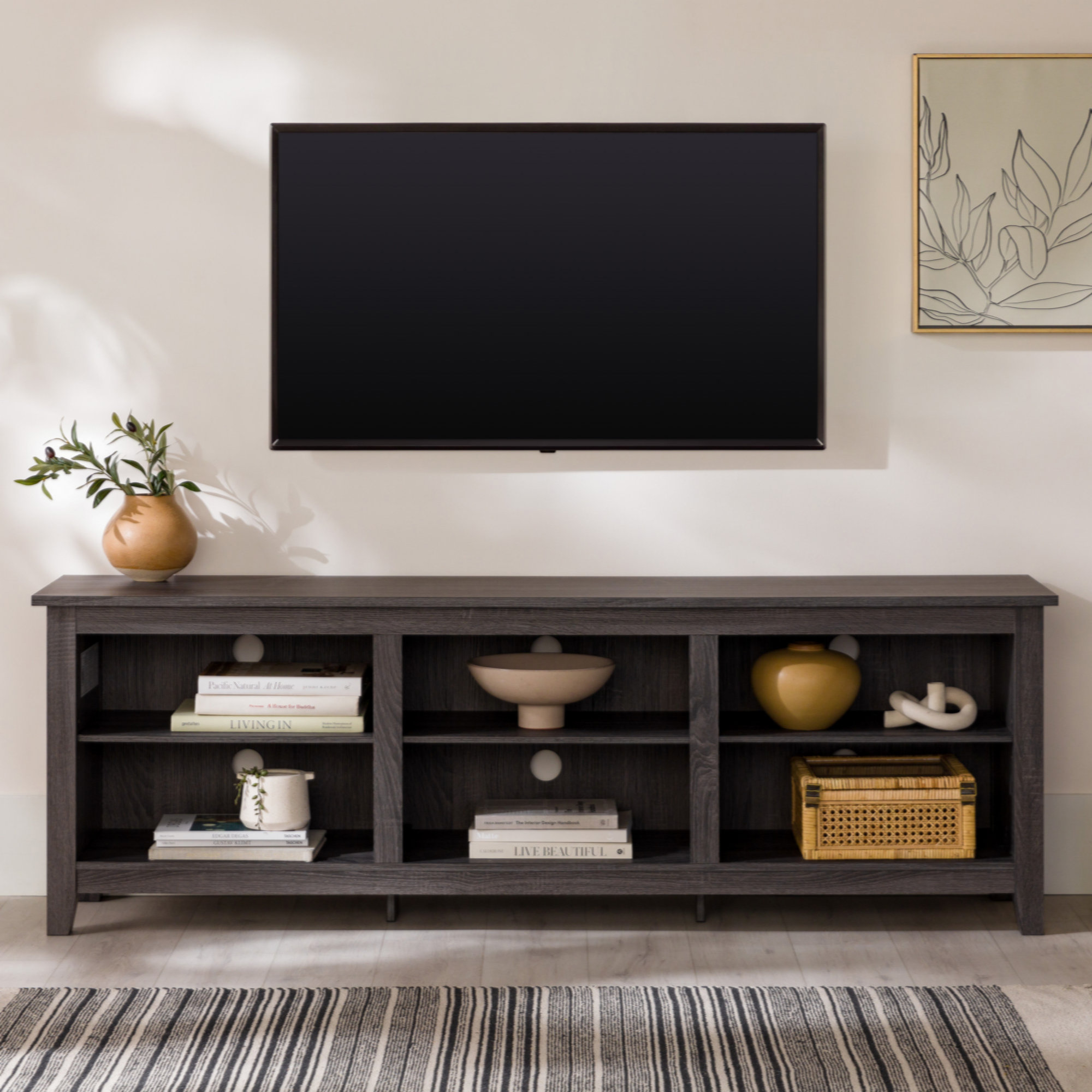 Red Barrel Studio Modern Transitional 3-Shelf Open Storage 70" TV Stand ...