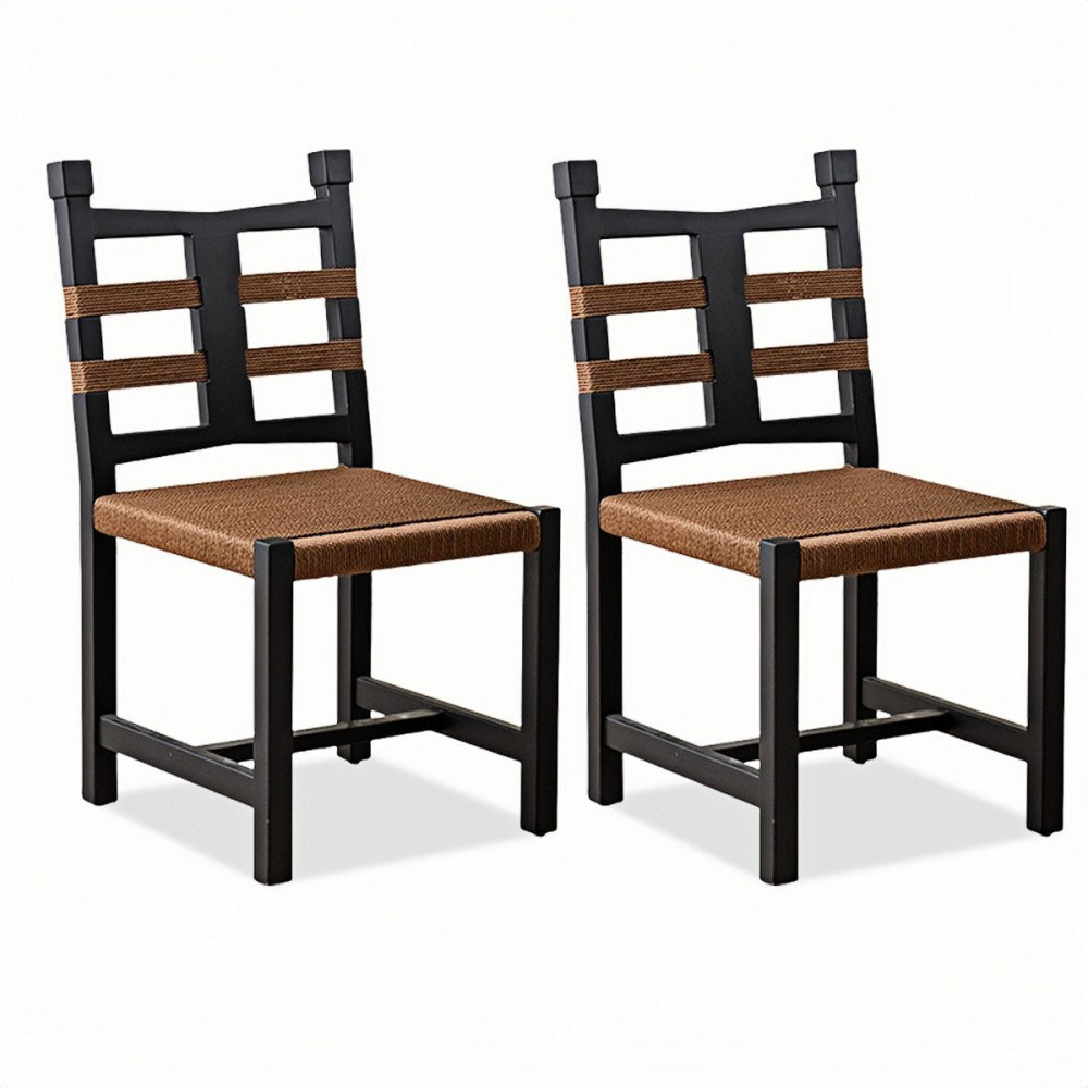Red Barrel Studio® 35.43" Black Solid back side Chair(Set of 2) | Wayfair