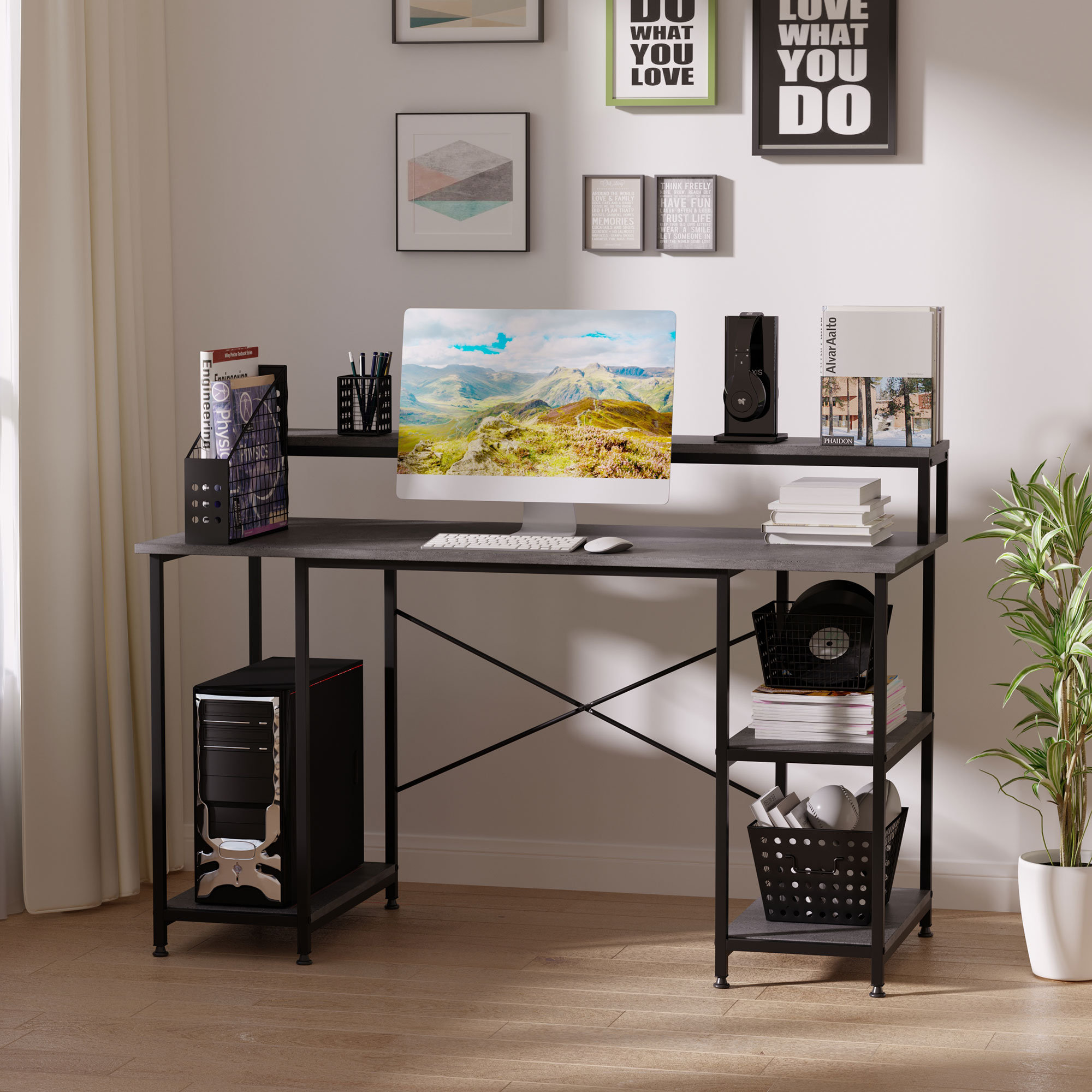 Inbox Zero Office Computer Desk 55 Inch Home Office Computer Desk Study ...