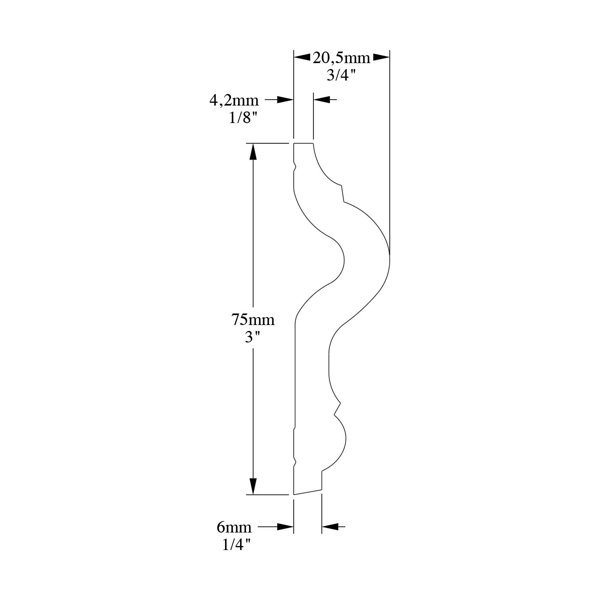 Orac Decor 3/4 in D x 3 in W x 78- 3/4 in W L Primed White Plain ...