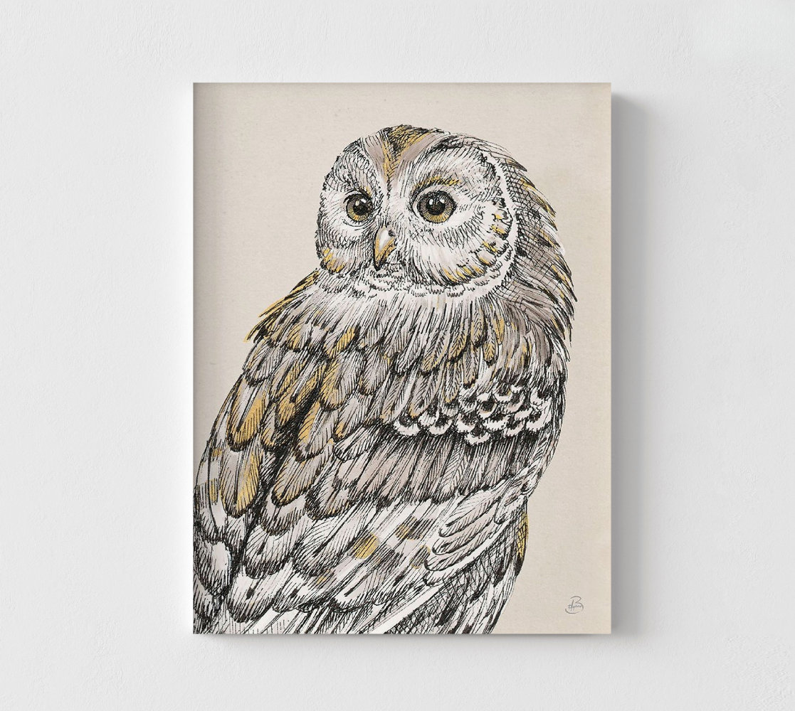 WeFrameArt Ural Owl Painting Print, Framed Ural Owl Poster Print, Strix Uralensis Wall Print ...