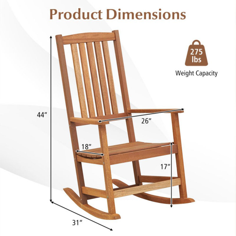 Lark Manor™ Patio Rocking Chair Ergonomic High-Back Outdoor Rocker With ...