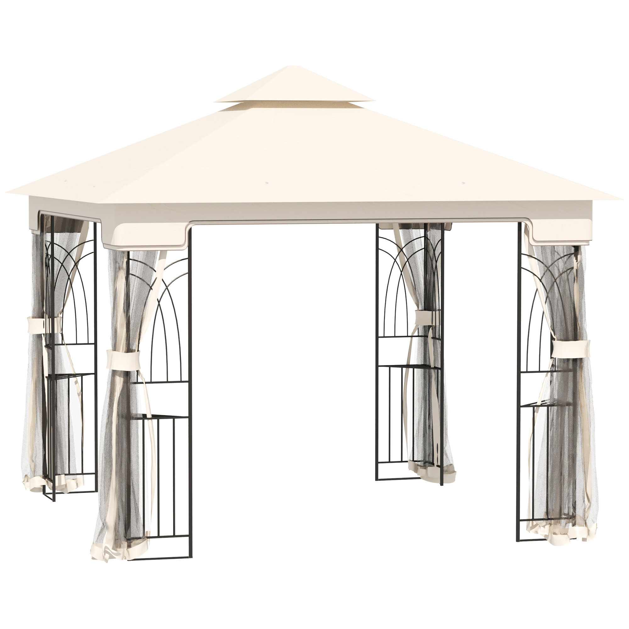 Outsunny 10'x10' Soft-top Patio Gazebo Deck Canopy, Cream - Wayfair Canada