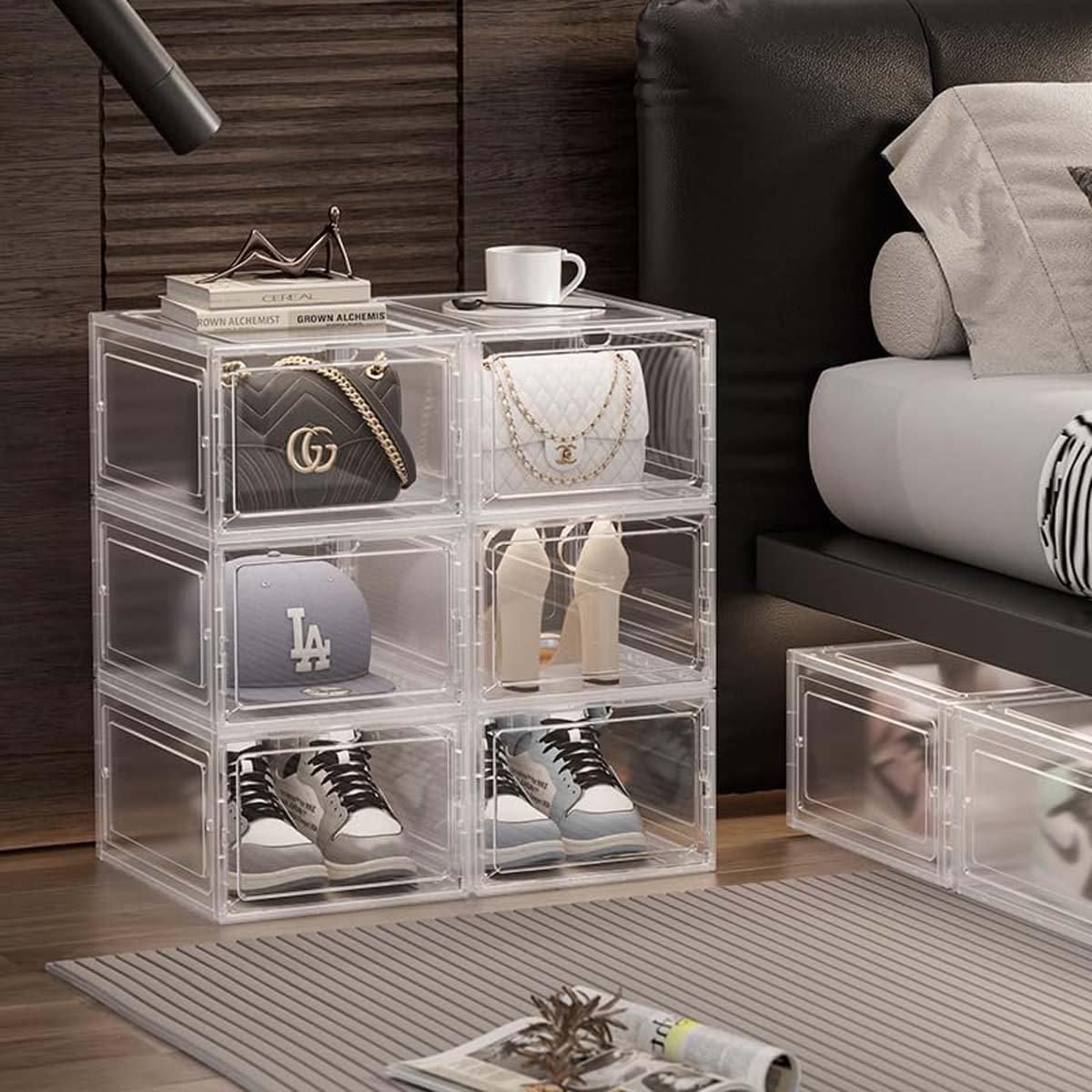 Rebrilliant 4Pack Thick & Hard Sturdy Shoe Storage Boxes – Large ...