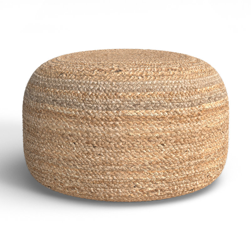Sand & Stable™ Shipka 29" Wide Round 100% Braided Jute Pouf Ottoman ...