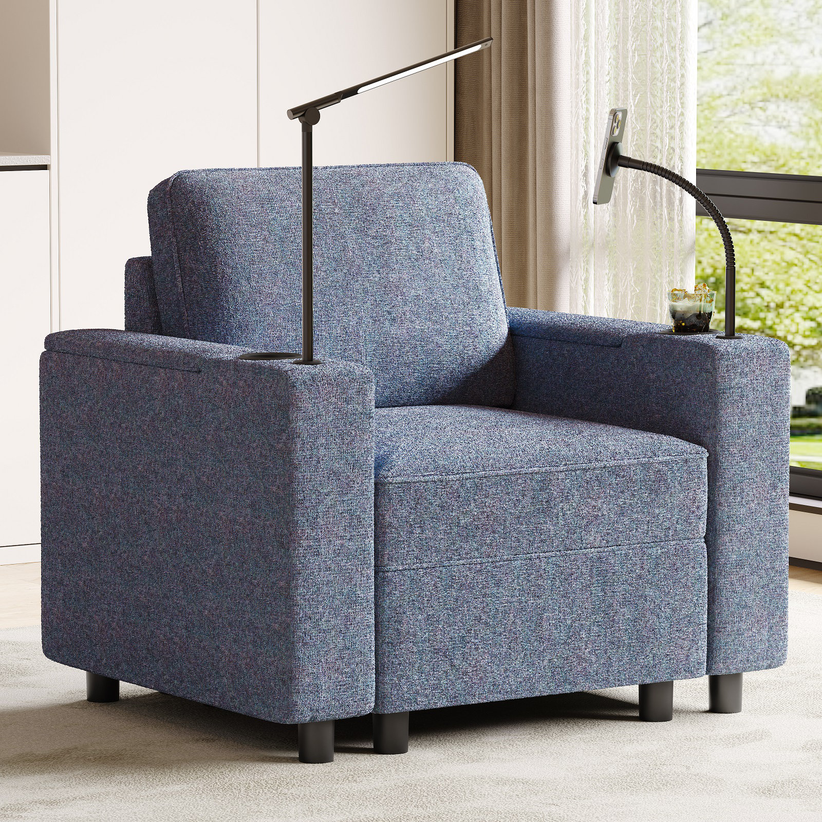 Ebern Designs 38"Wide Upholstered Armchair with Storage,Power Grommet ...