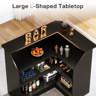 Ebern Designs L-Shaped Bar Cabinet, 4-Tier Home Bar Table with Stemware ...