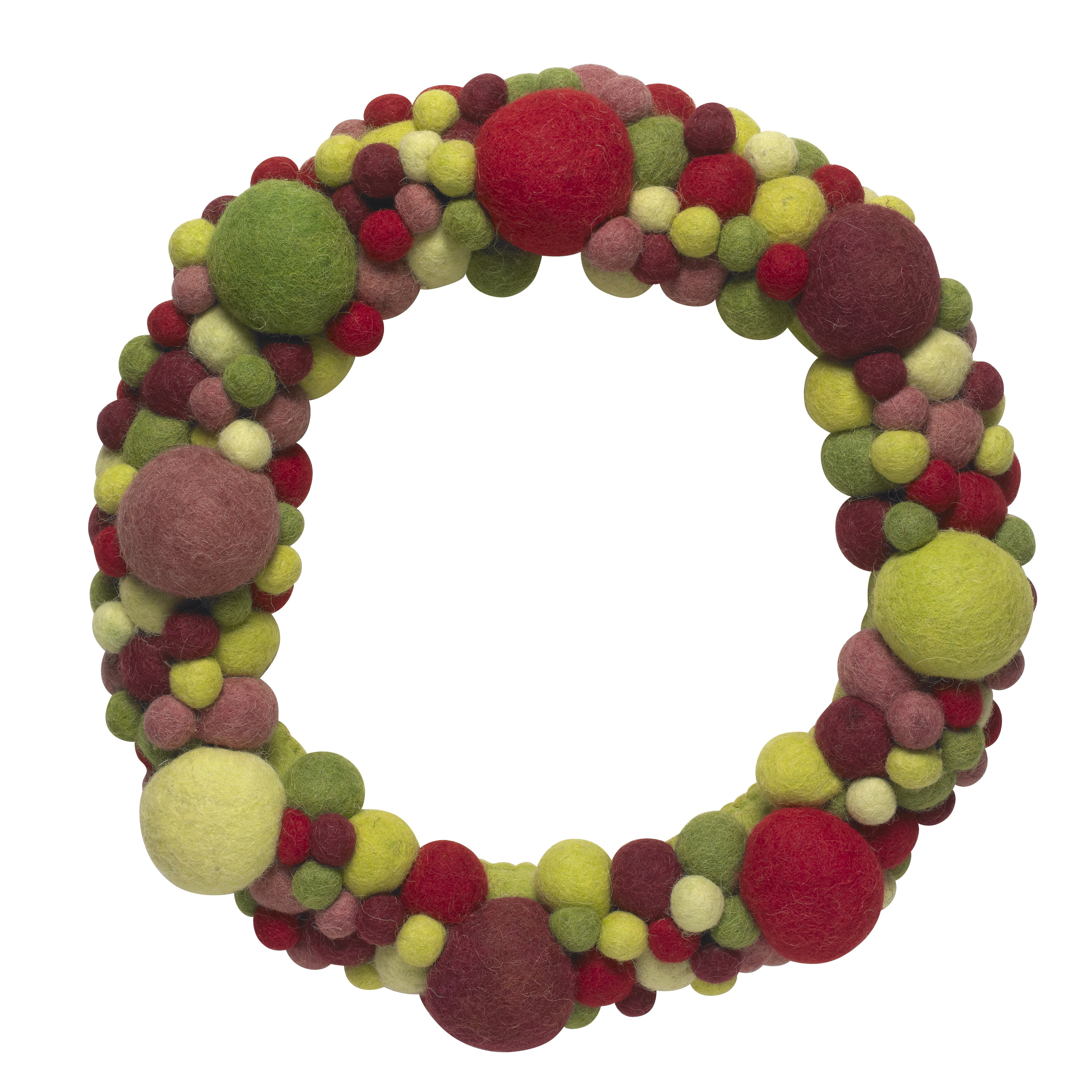 Arcadia Home Handmade Hand Felted Wool Wreath - Multicolor Ball - 14 ...