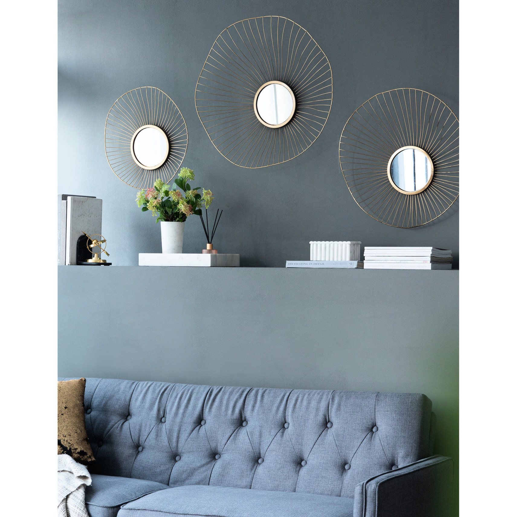 Everly Quinn Of 3 Gold-trimmed Abstract Wall Mirrors, Beautiful For ...