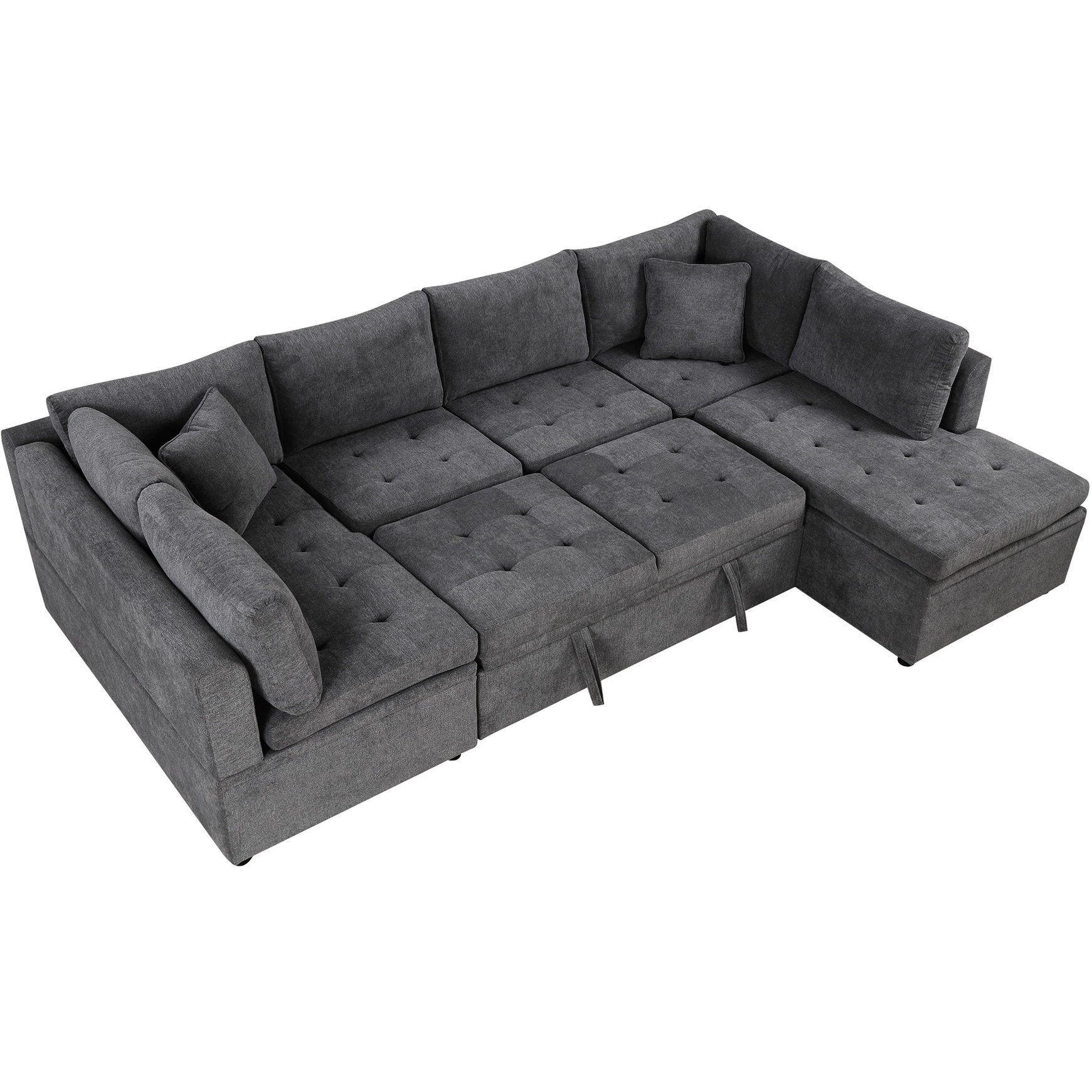 Latitude Run® Oversized U-shaped Couch Bed In Gray. Quick Conversion ...