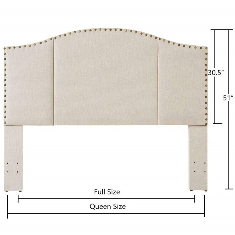 Bloomsbury Market Medieval linen quilted headboard with bronze nails ...