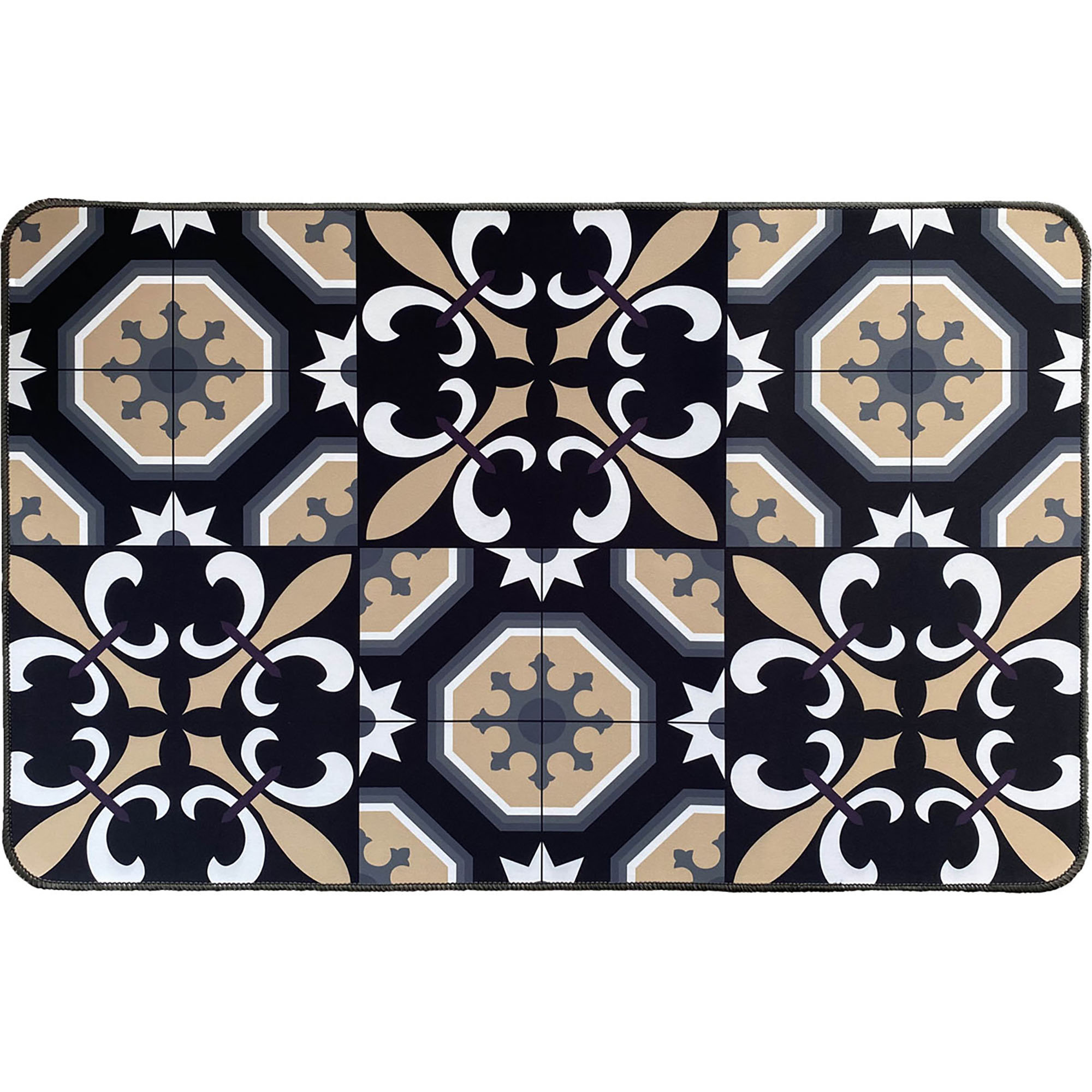 Evideco Elegant Carmen Kitchen Mat Regal Tile Design, Low-Profile ...